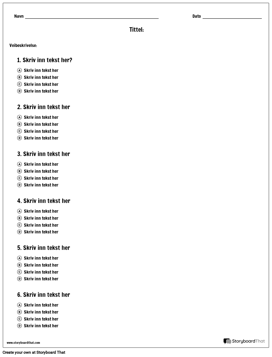 Flervalg – én Kolonne Storyboard por no-examples