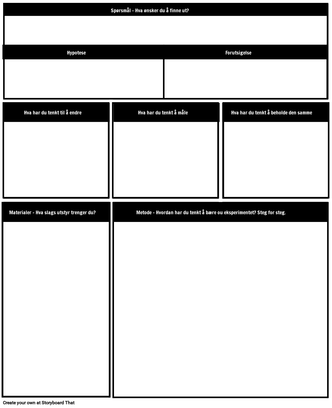Foundation Experimental Design Sheet Storyboard