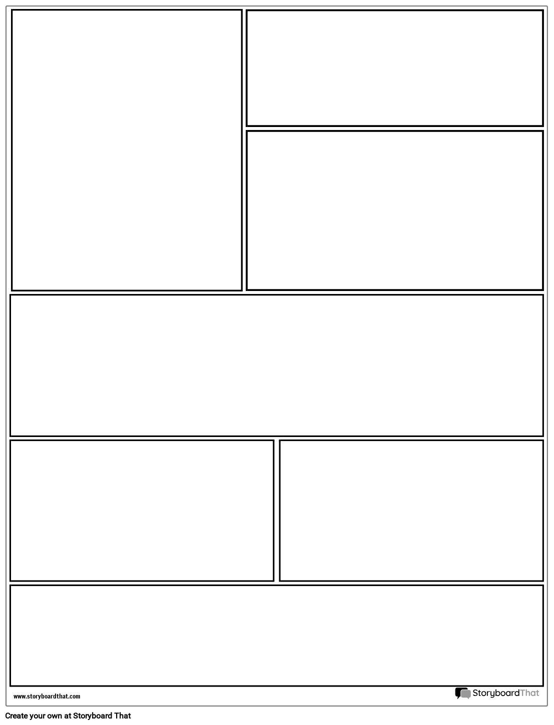 Graphic Novel Layout Portrait 7 Rammer med Rektangler