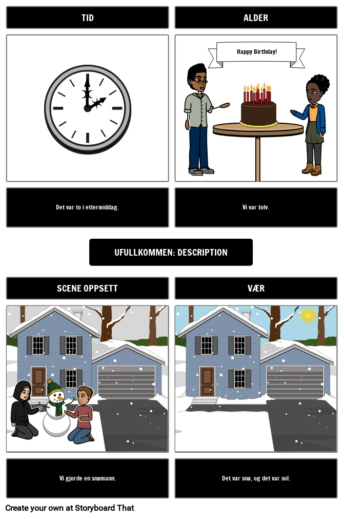 Imperfect Beskrivelse Frayer Model Storyboard par no-examples