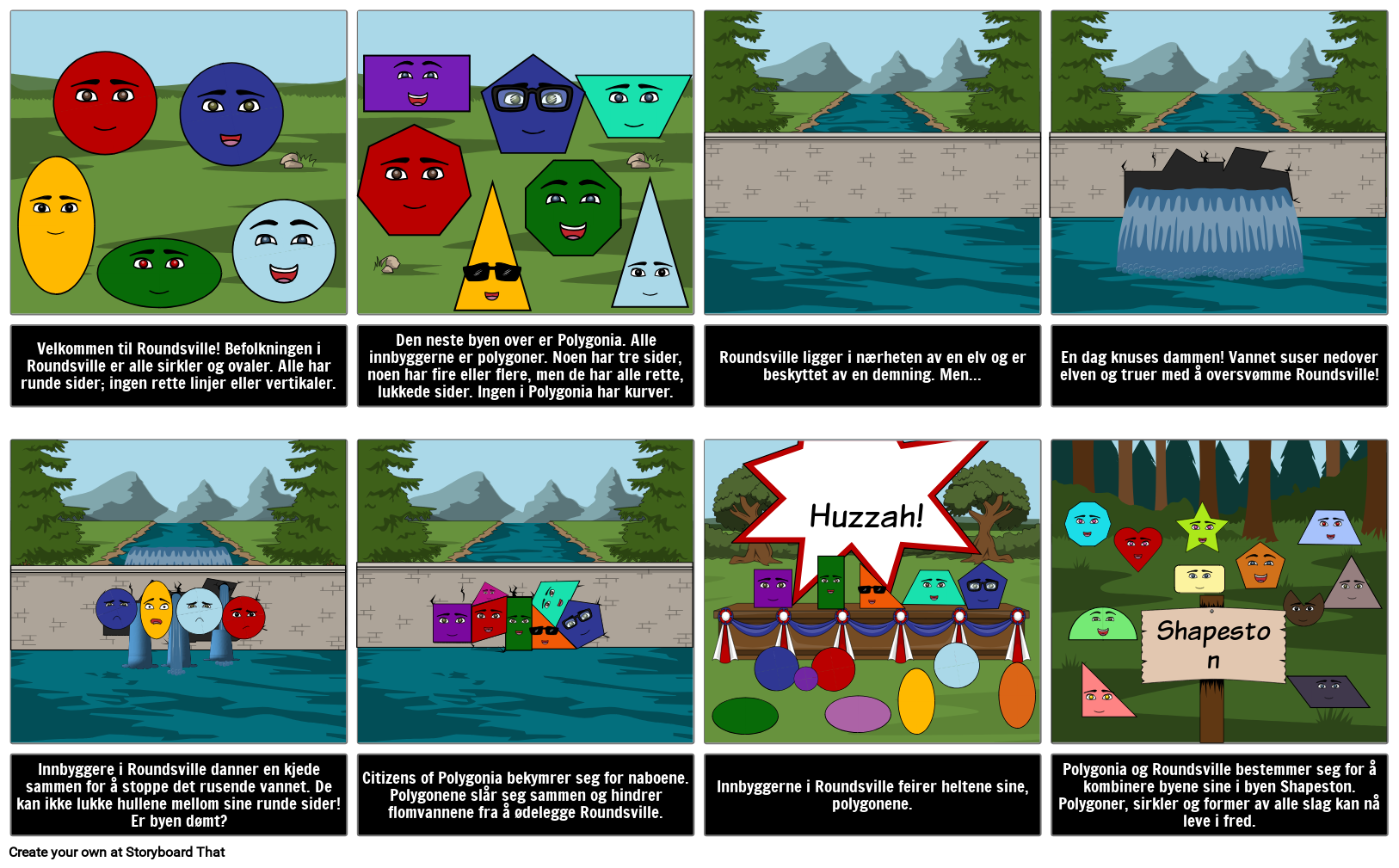 Intro to Geometry-Polygonia and Roundsville Storyboard