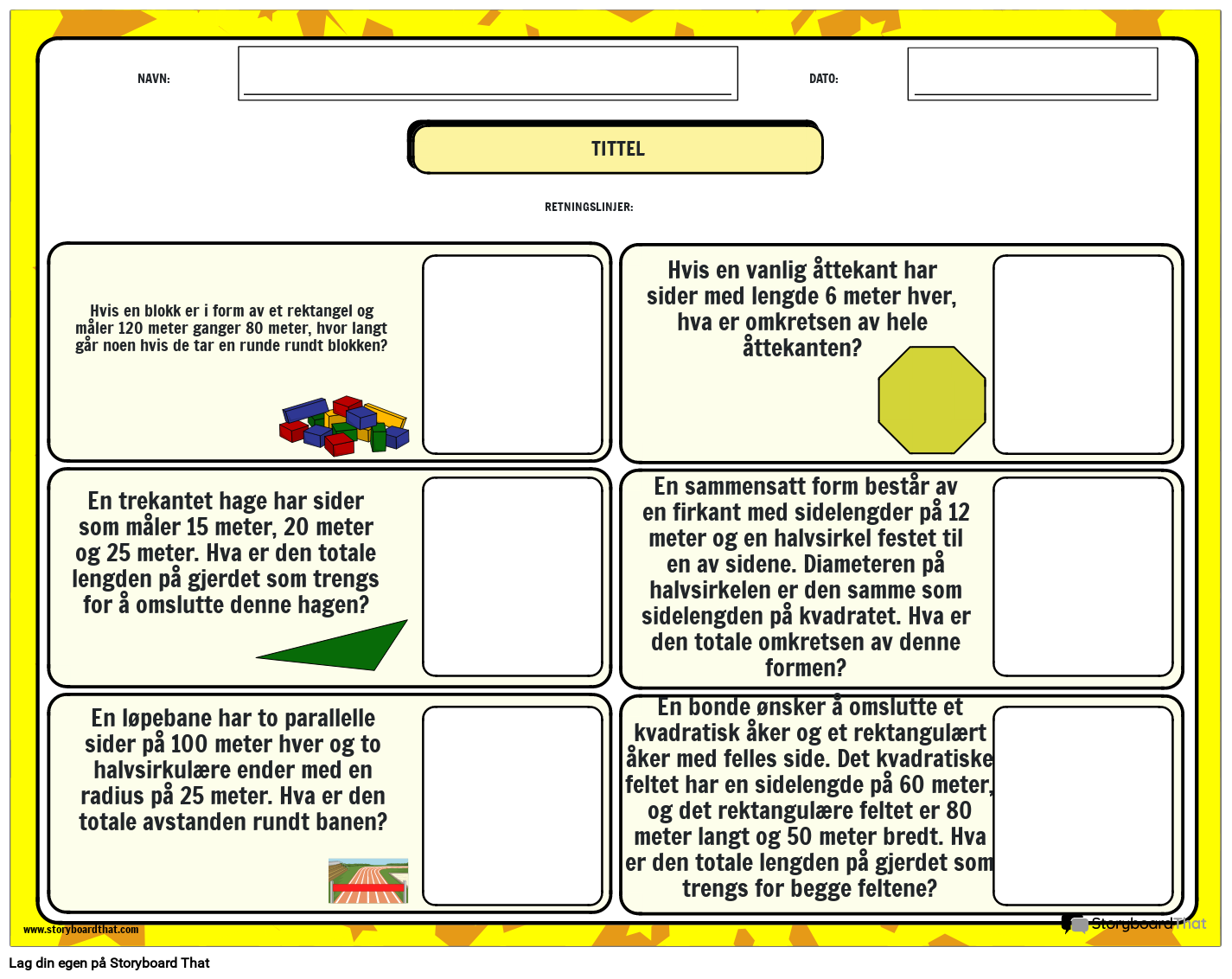 Math Word Problemer Som Involverer Perimeter Storyboard