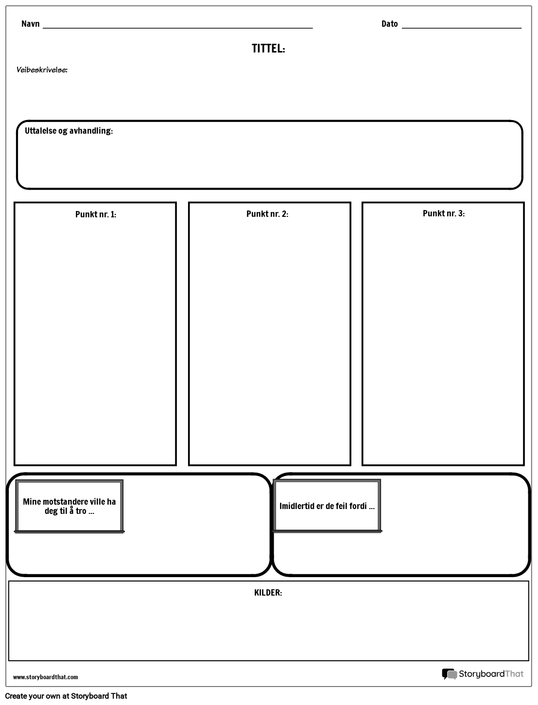 Opinion Oppgave Oversikt Storyboard by no-examples
