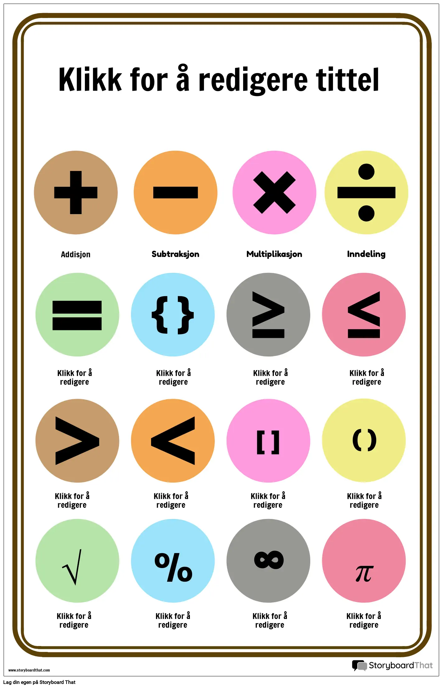 Plakat med Minimalistiske Matematiske Symboler