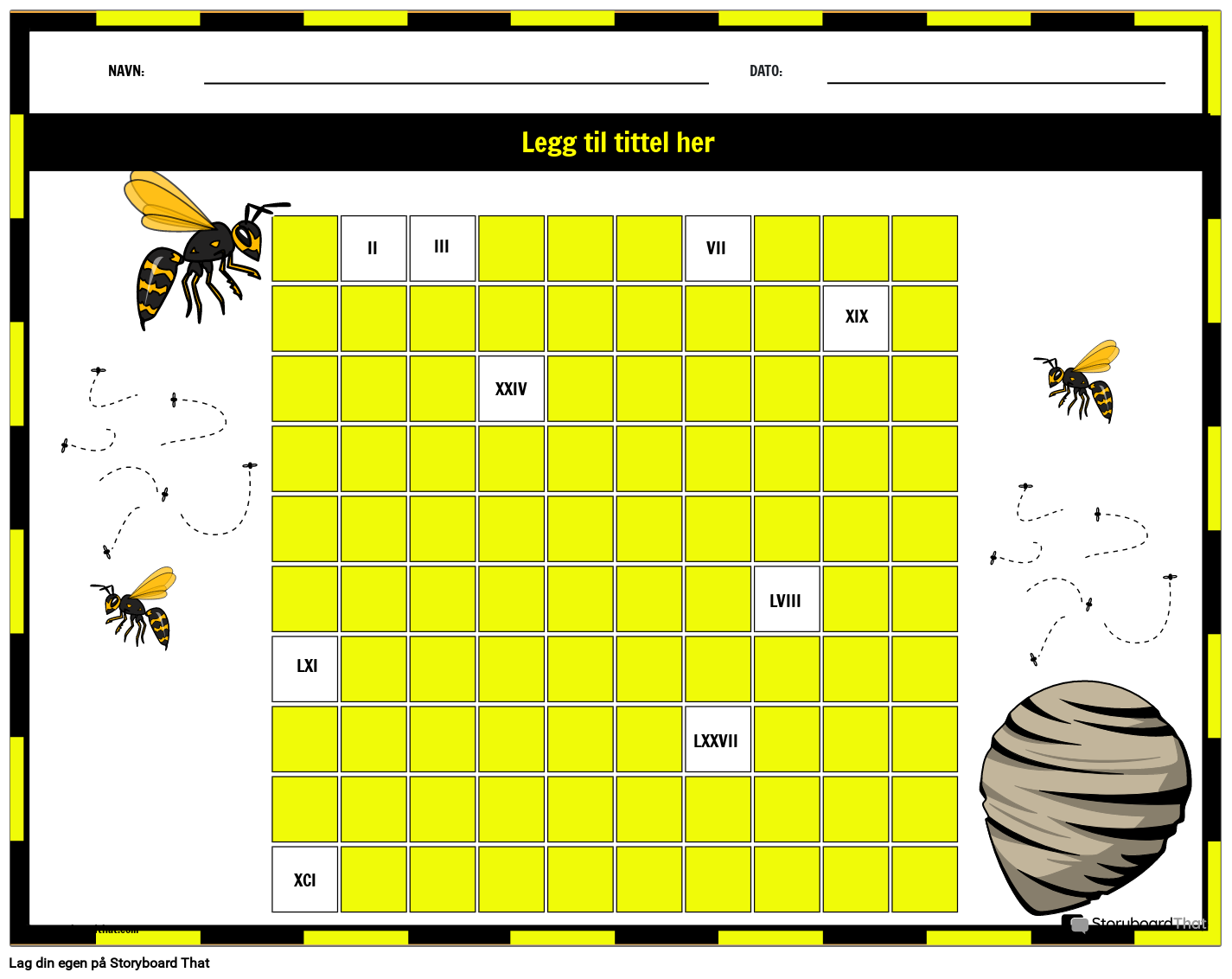 Romerske Tall Hundre Square Worksheet Storyboard