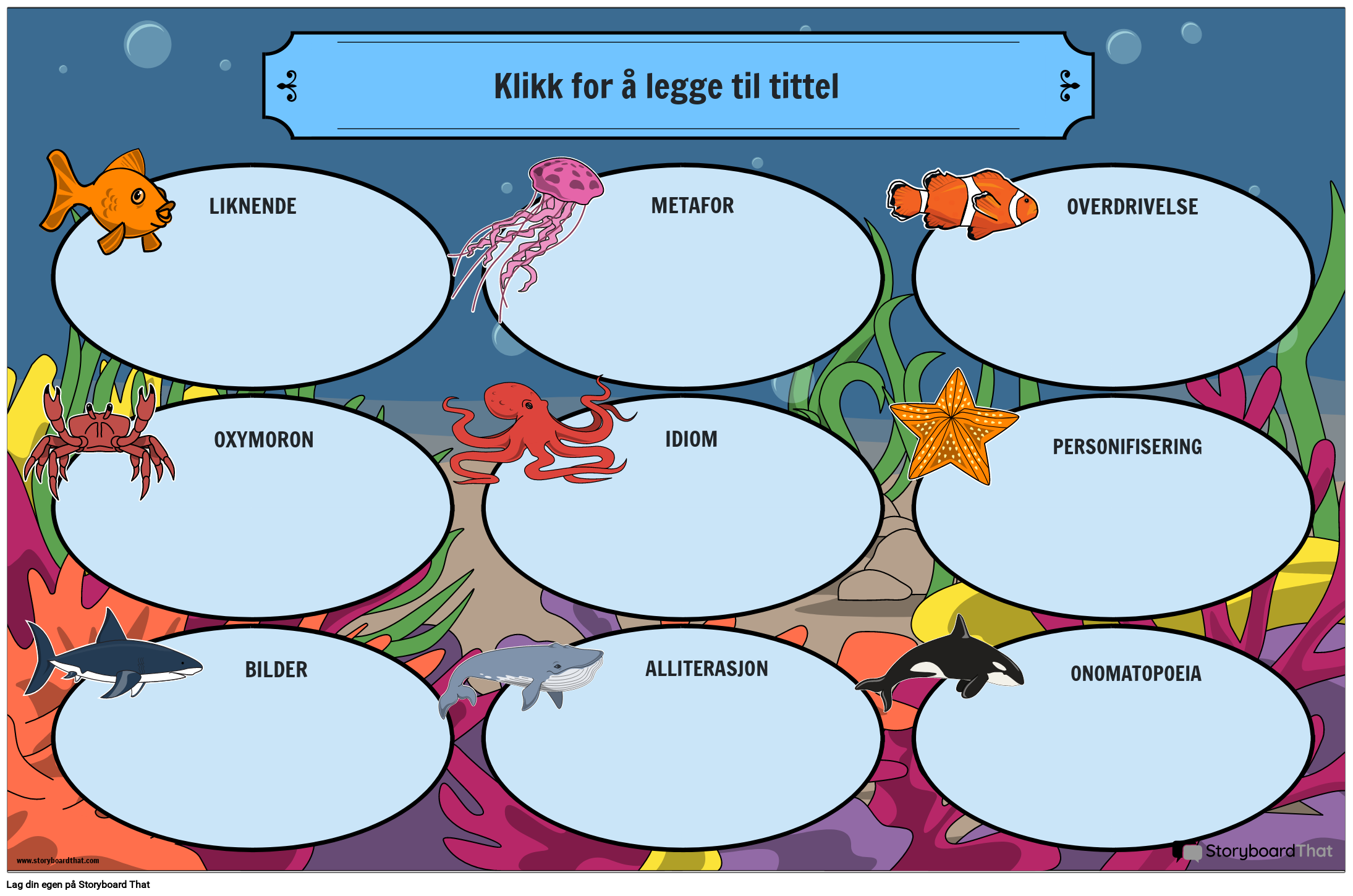 Sea Creatures Themed - Poesi-plakat Storyboard