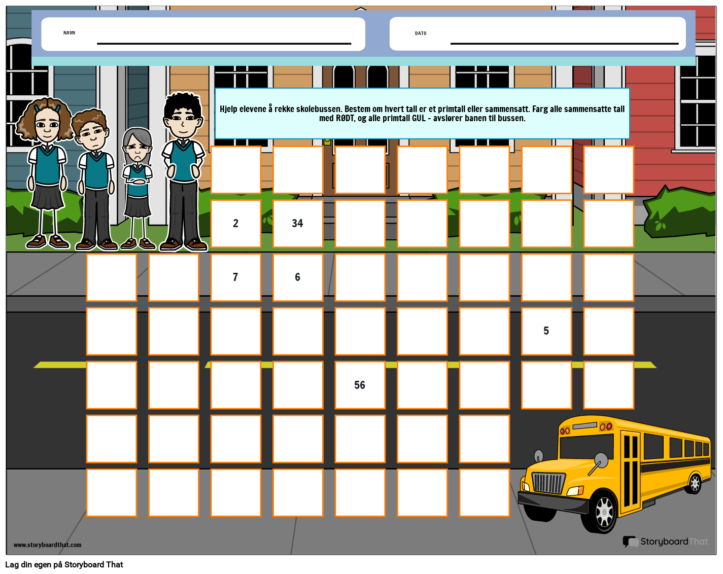 Skole-tema Prime and Composite Worksheet Storyboard