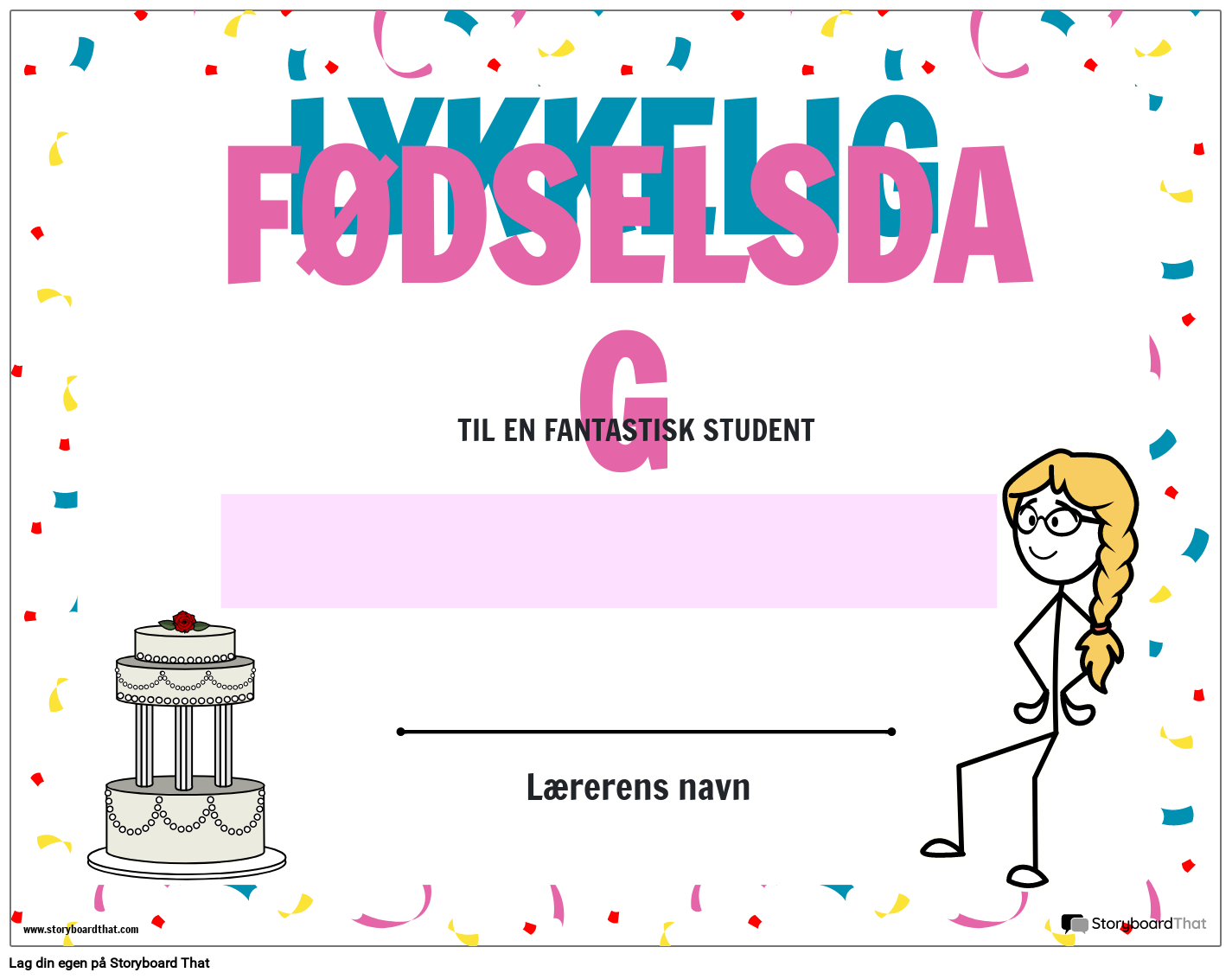 Student bursdagsbevis Storyboard af no-examples