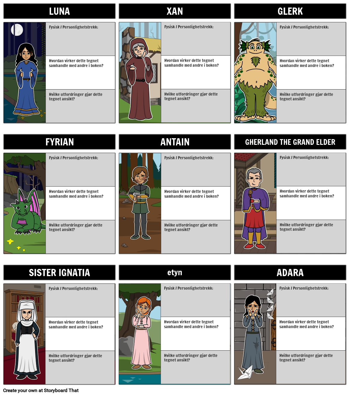 The Girl Who Drunk The Moon Characters Storyboard