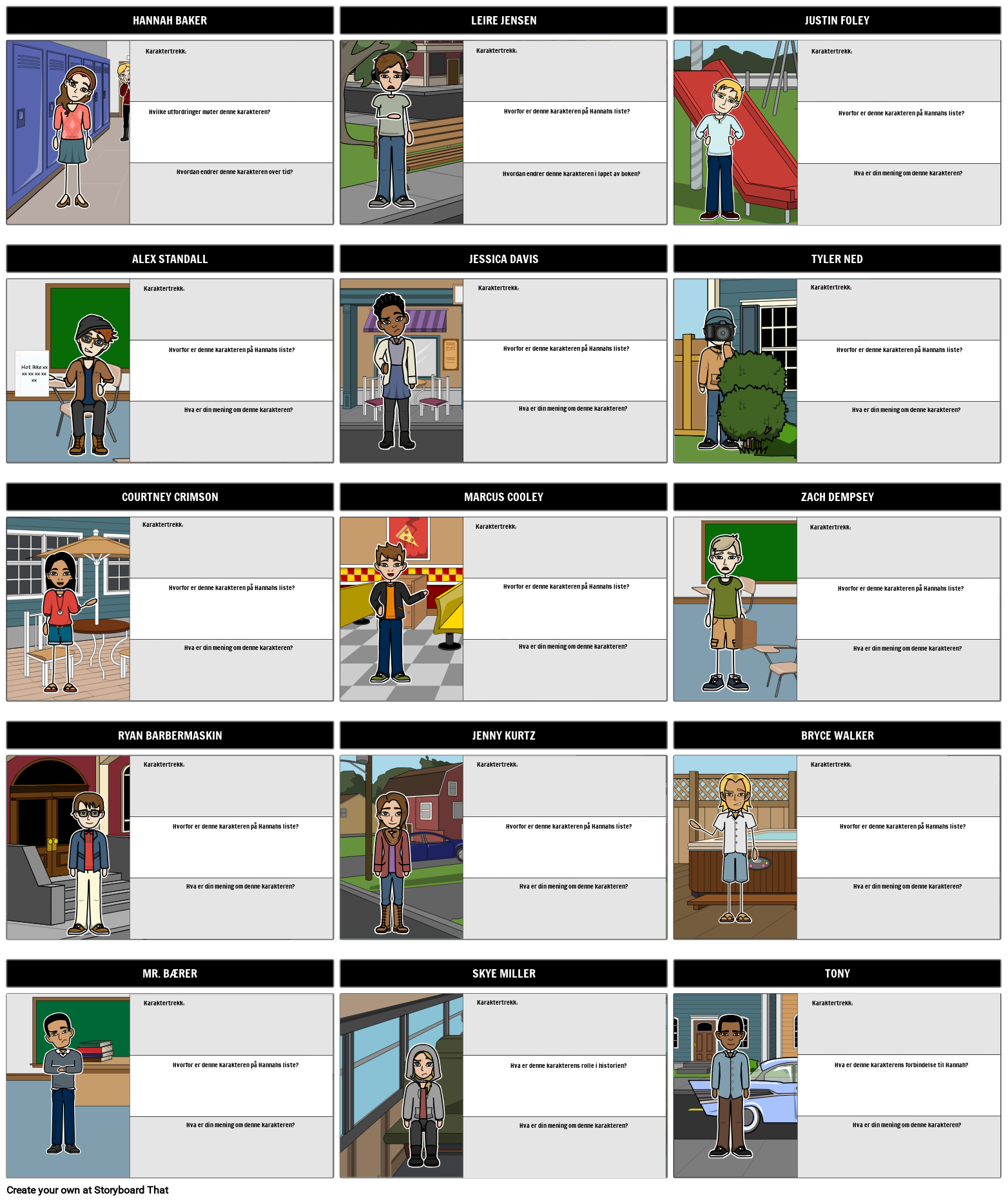 Tretten Grunner Tegnkart Storyboard von no-examples