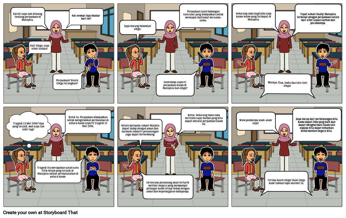 faedah perpaduan kaum Storyboard by nrlsyafiqah__