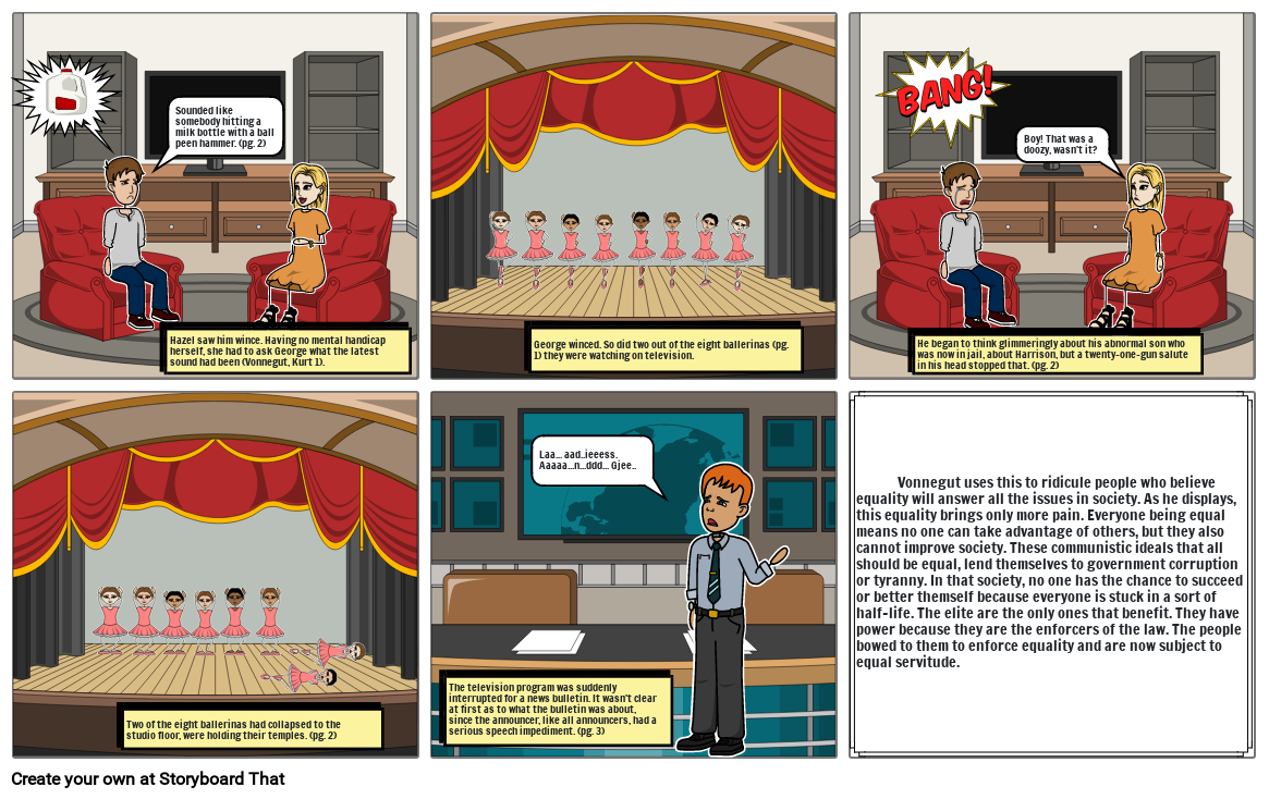 Harrison Bergeron Satire Project Storyboard por pilgrimc