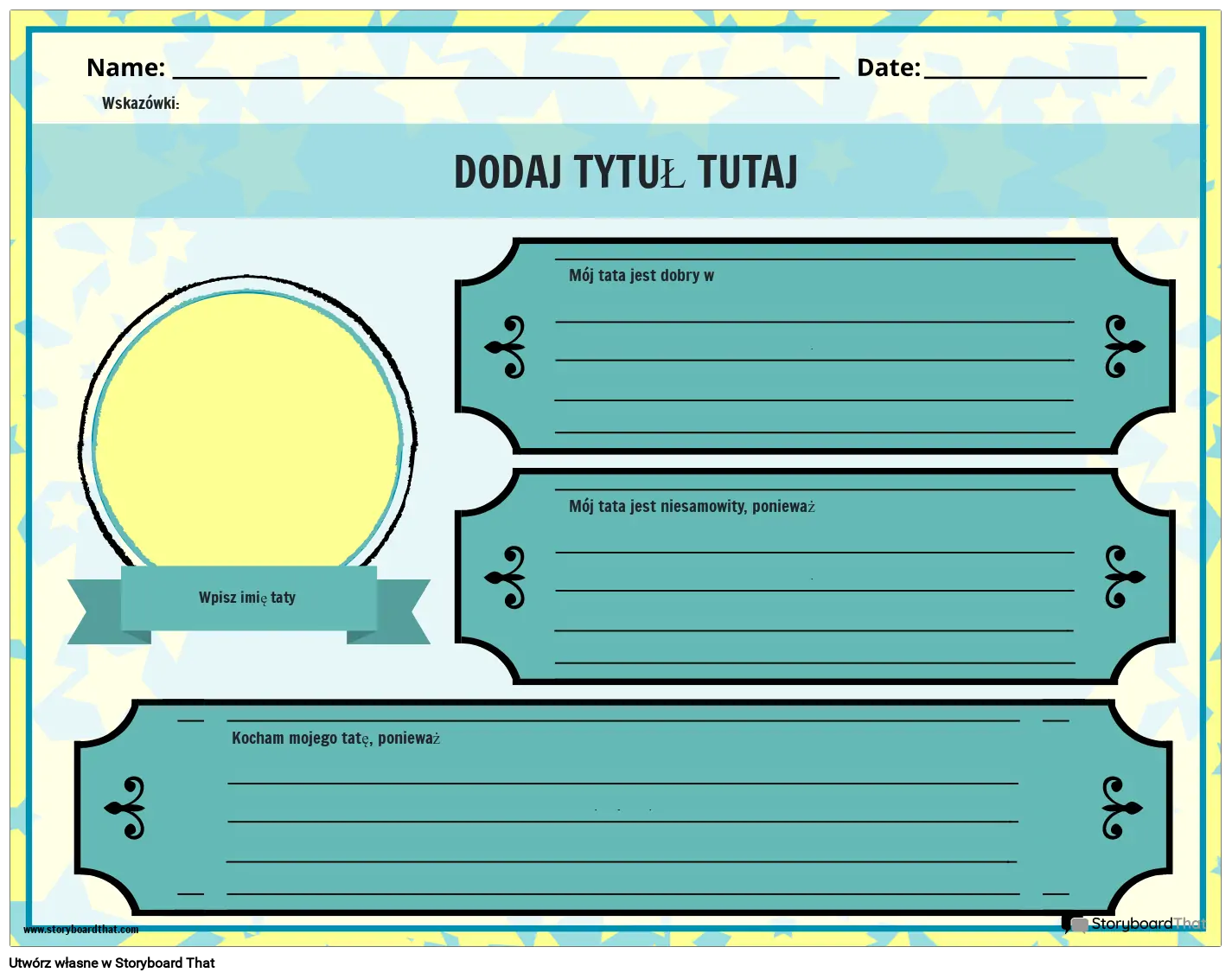 Arkusz Ćwiczeń na Dzień Ojca do Wydrukowania Storyboard Arkusz Ćwiczeń na Dzień Ojca do Wydrukowania Storyboard