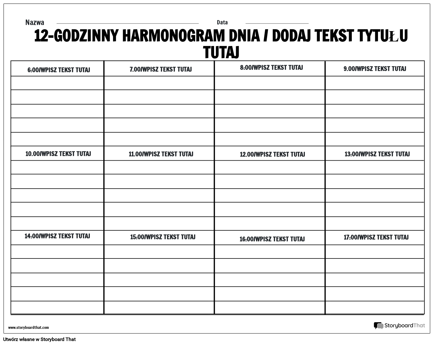 Arkusz tabeli poziomej Storyboard by pl-examples