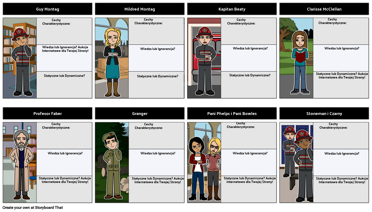 Fahrenheit 451 Znaki Storyboard por pl-examples