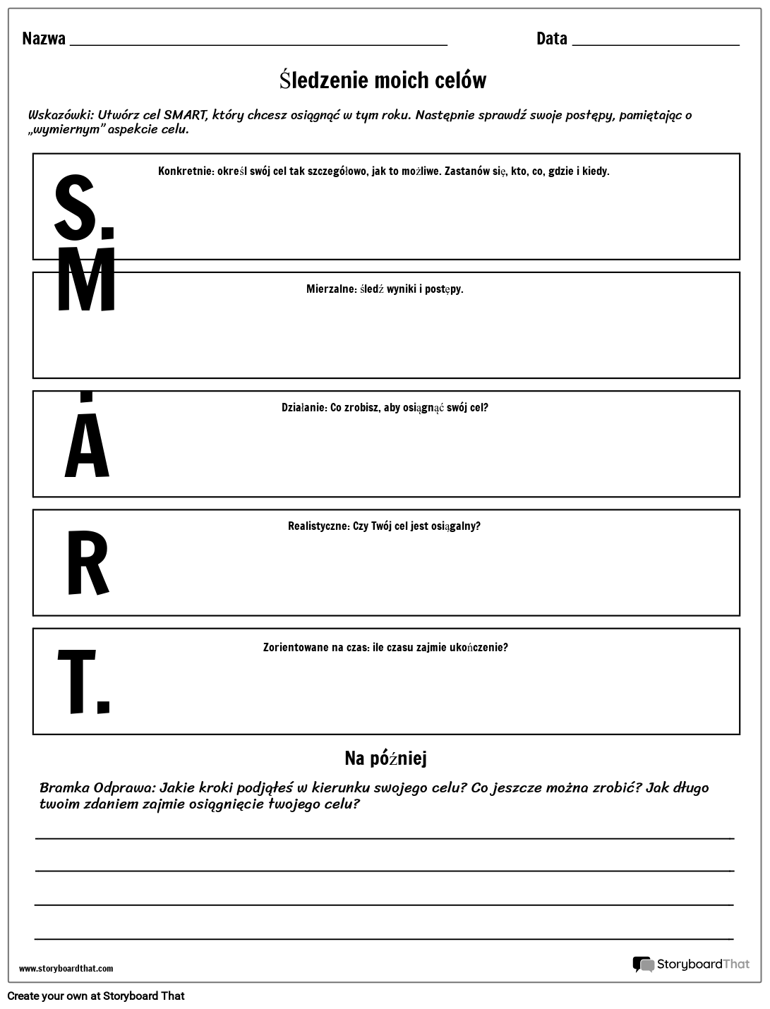 Making Smart Goals Worksheet Storyboard Przez Pl Examples Hot Picture
