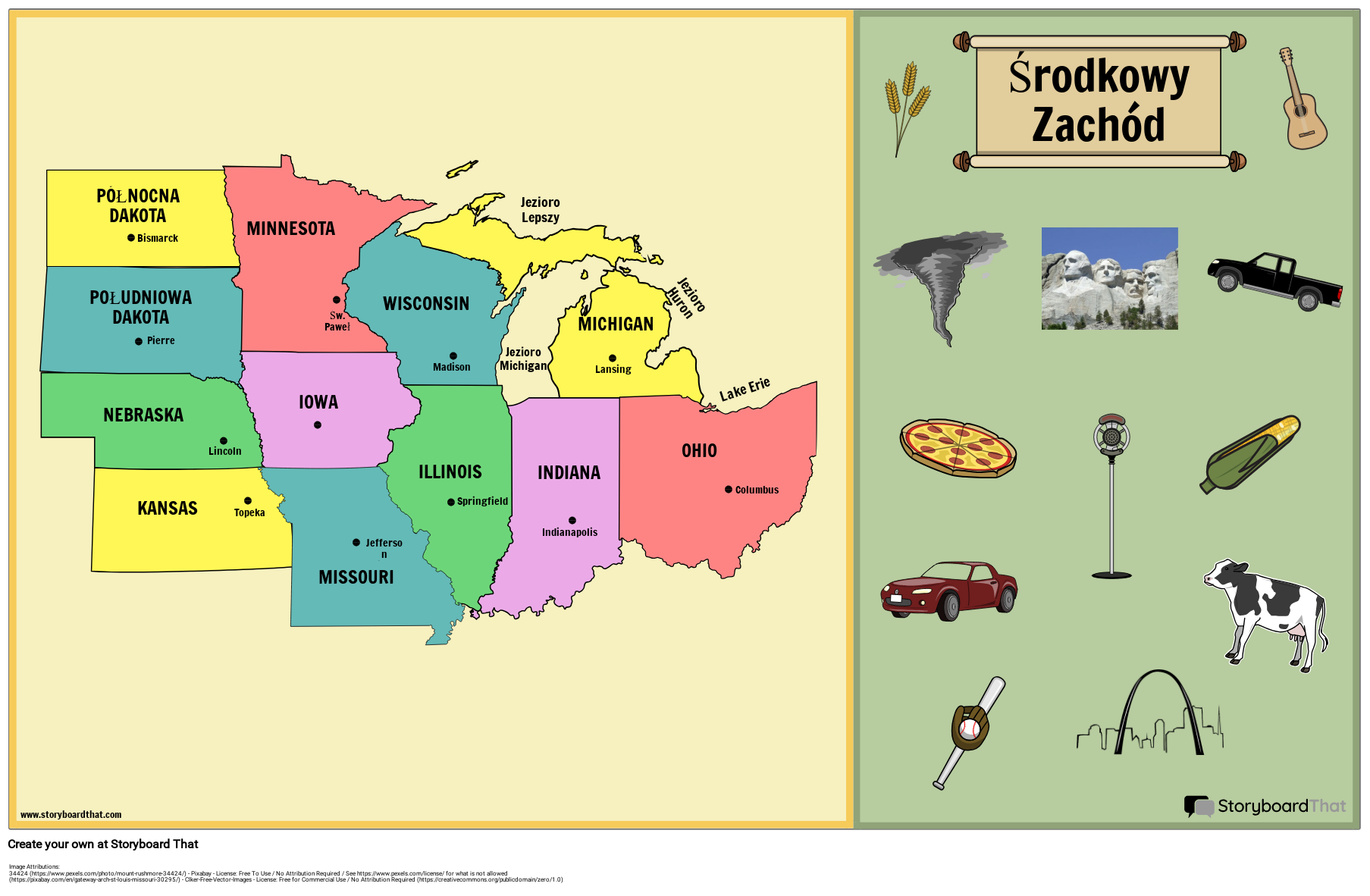 Mapa Środkowego Zachodu Storyboard par pl-examples