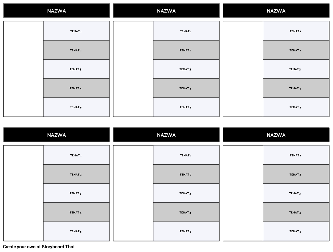 Mapa znaków 5-polowy szablon Storyboard by pl-examples