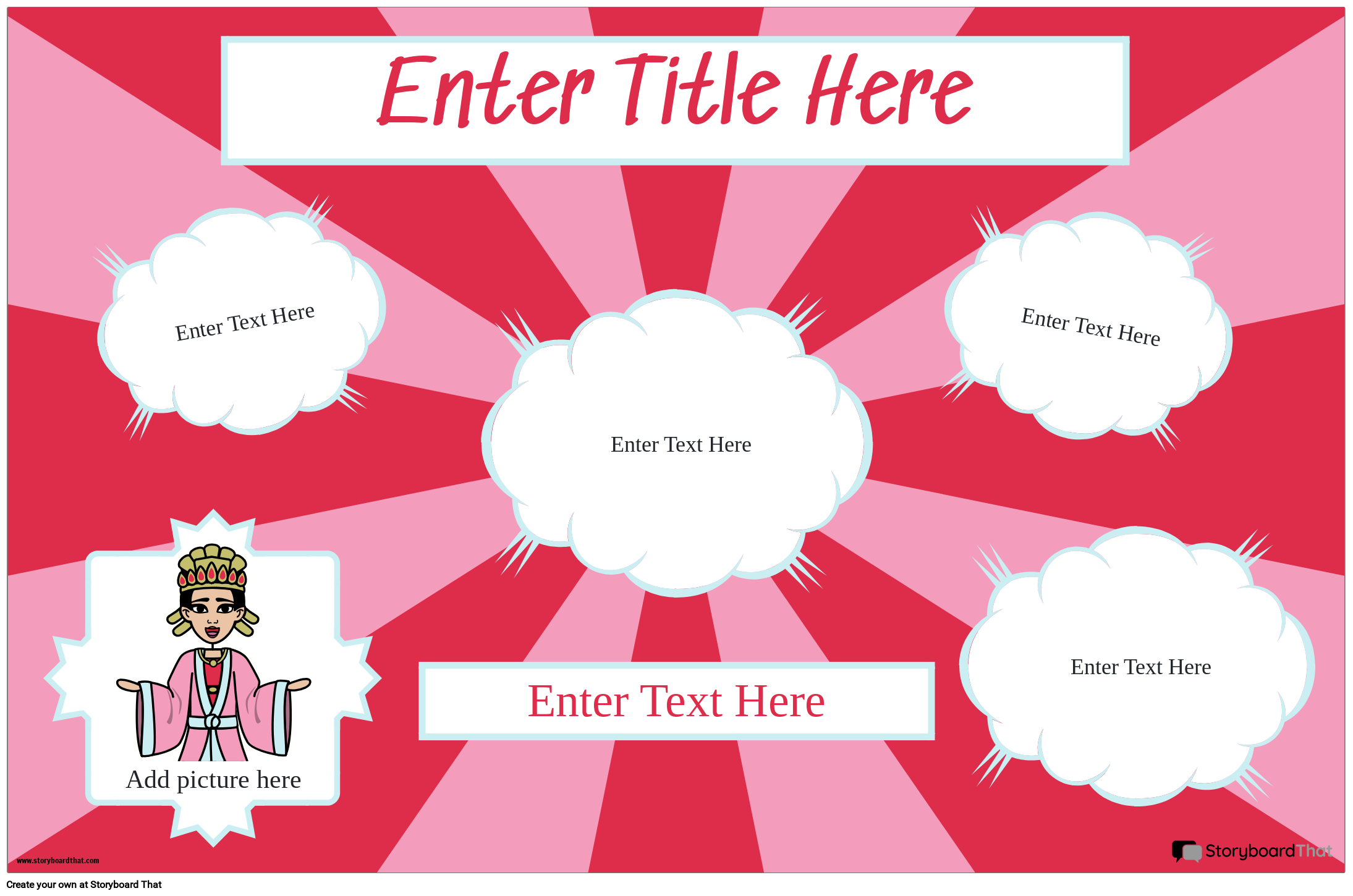 Pink Stripes Landscape Biography Poster Storyboard