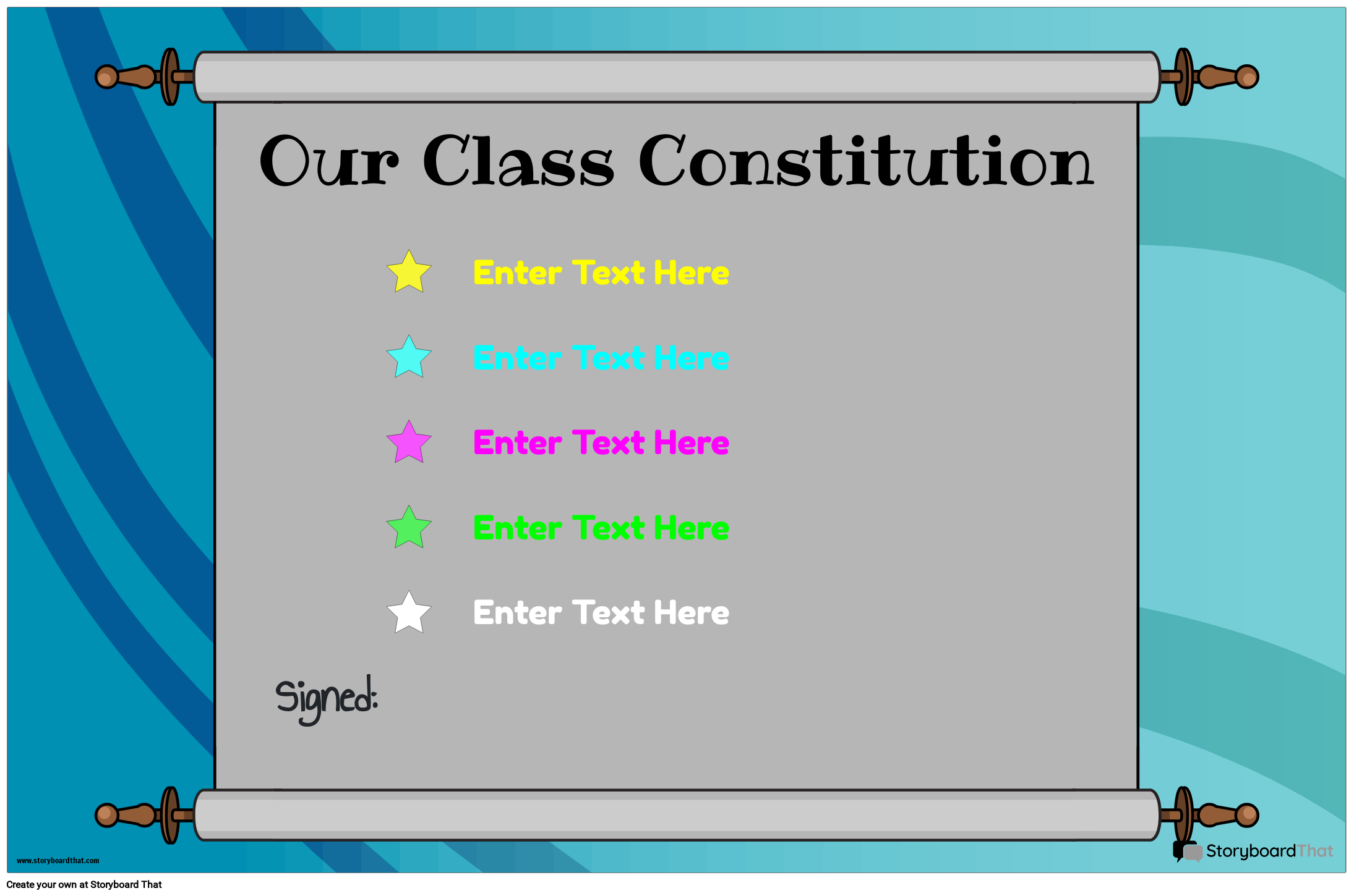 Printable Class Constitution Poster Template Storyboard