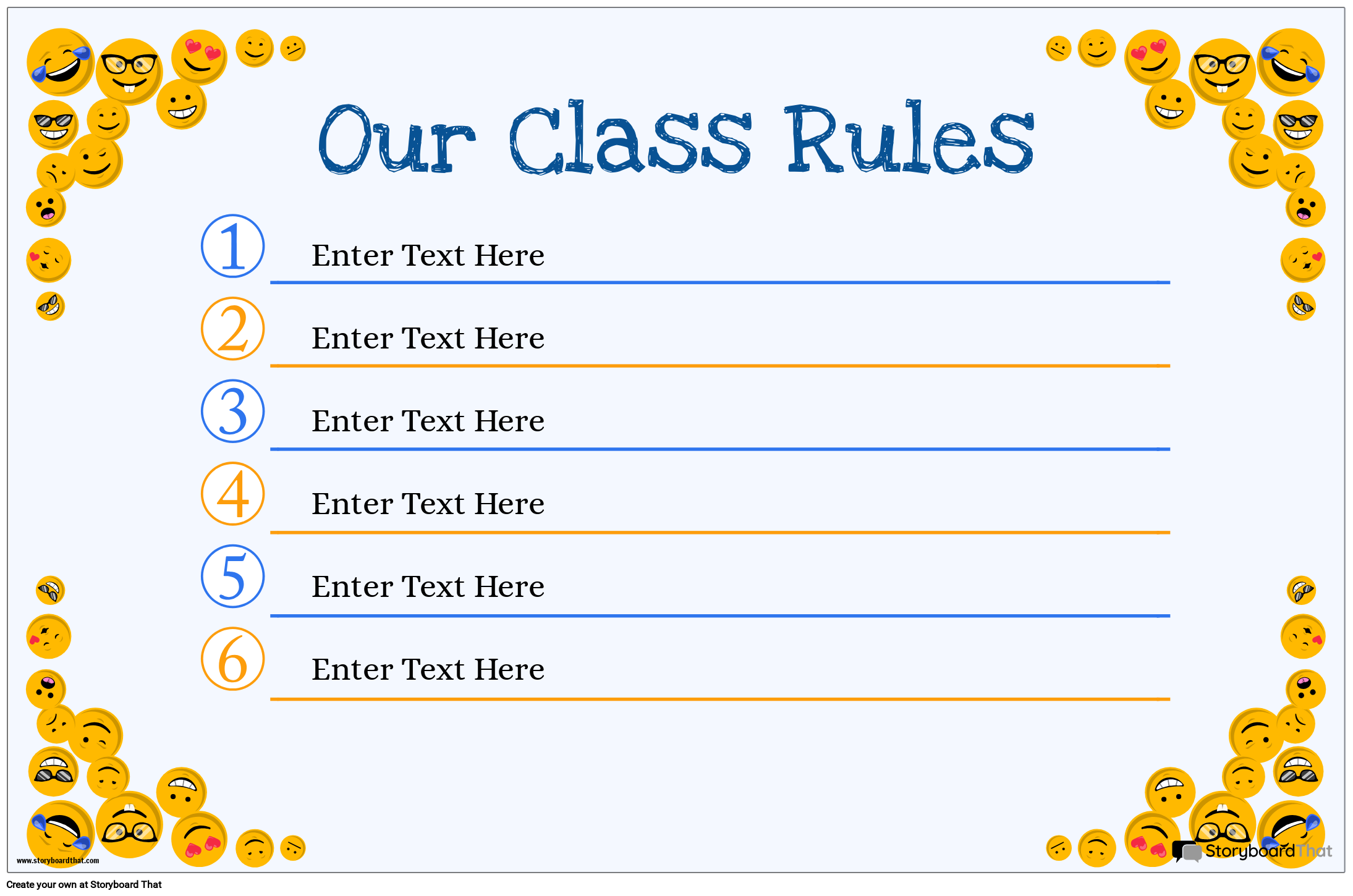 Emoji-Themed Classroom Rules Poster Activity Storyboard