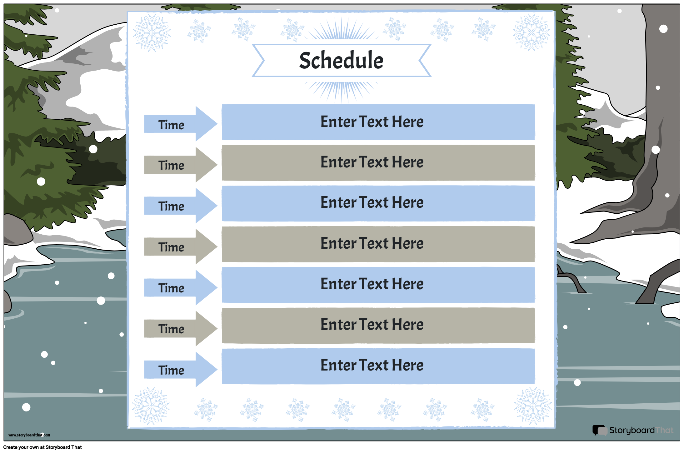 Print-Ready Winter-Theme Schedule Template Storyboard
