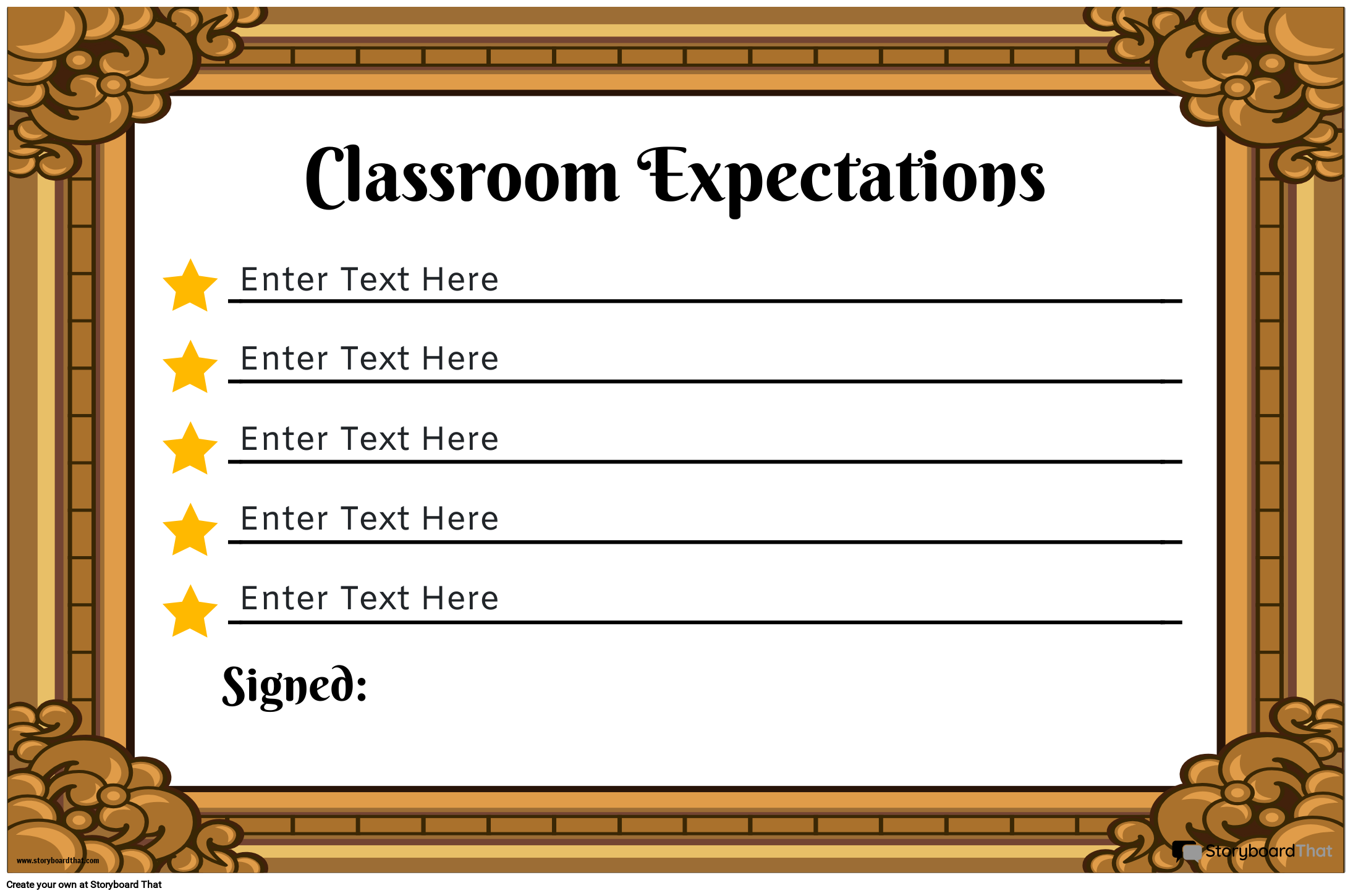 Classroom Rules Poster — Class Rules Template | StoryboardThat