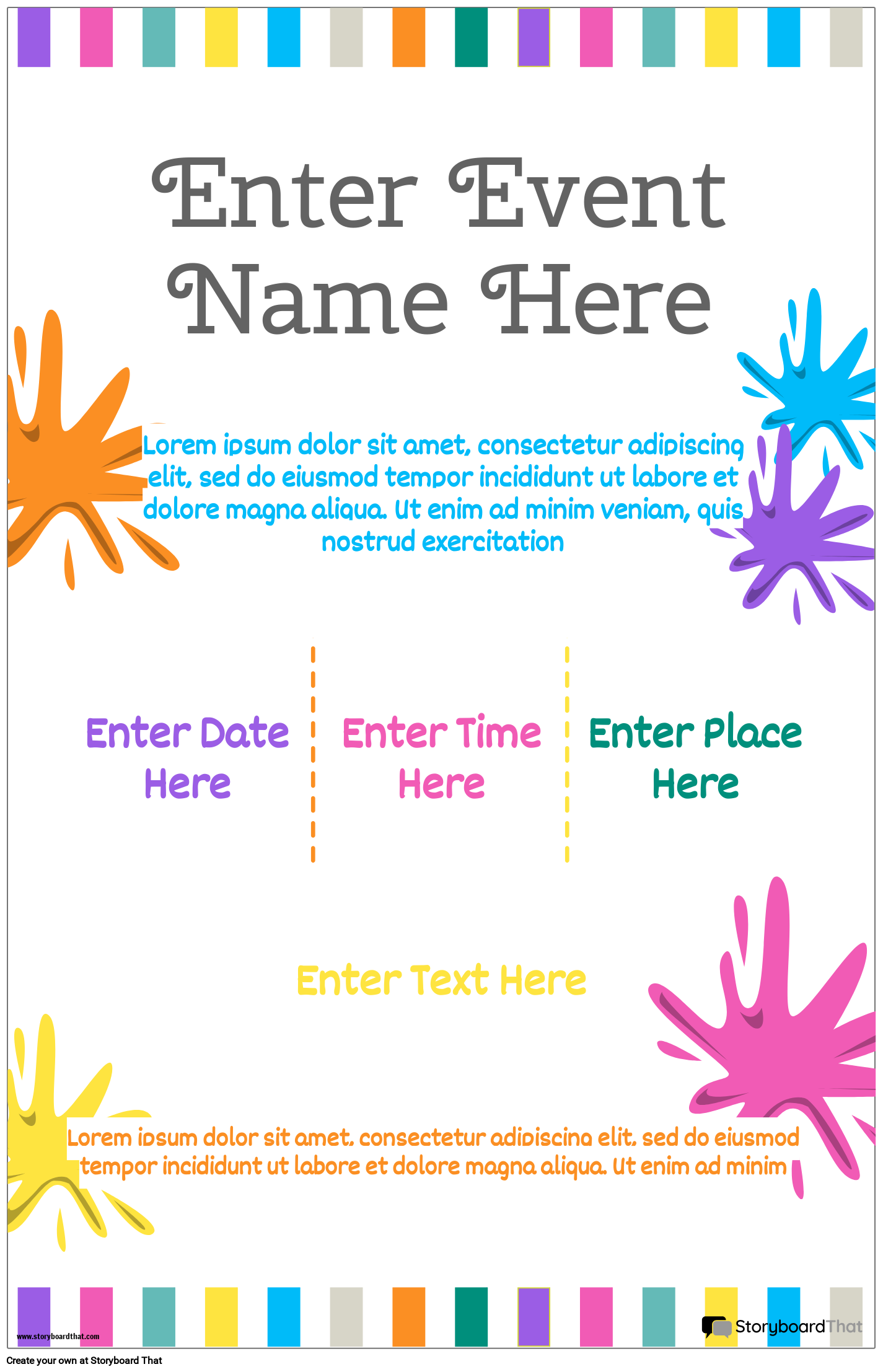 Colorful Paint Splashes Design on Event Poster Template