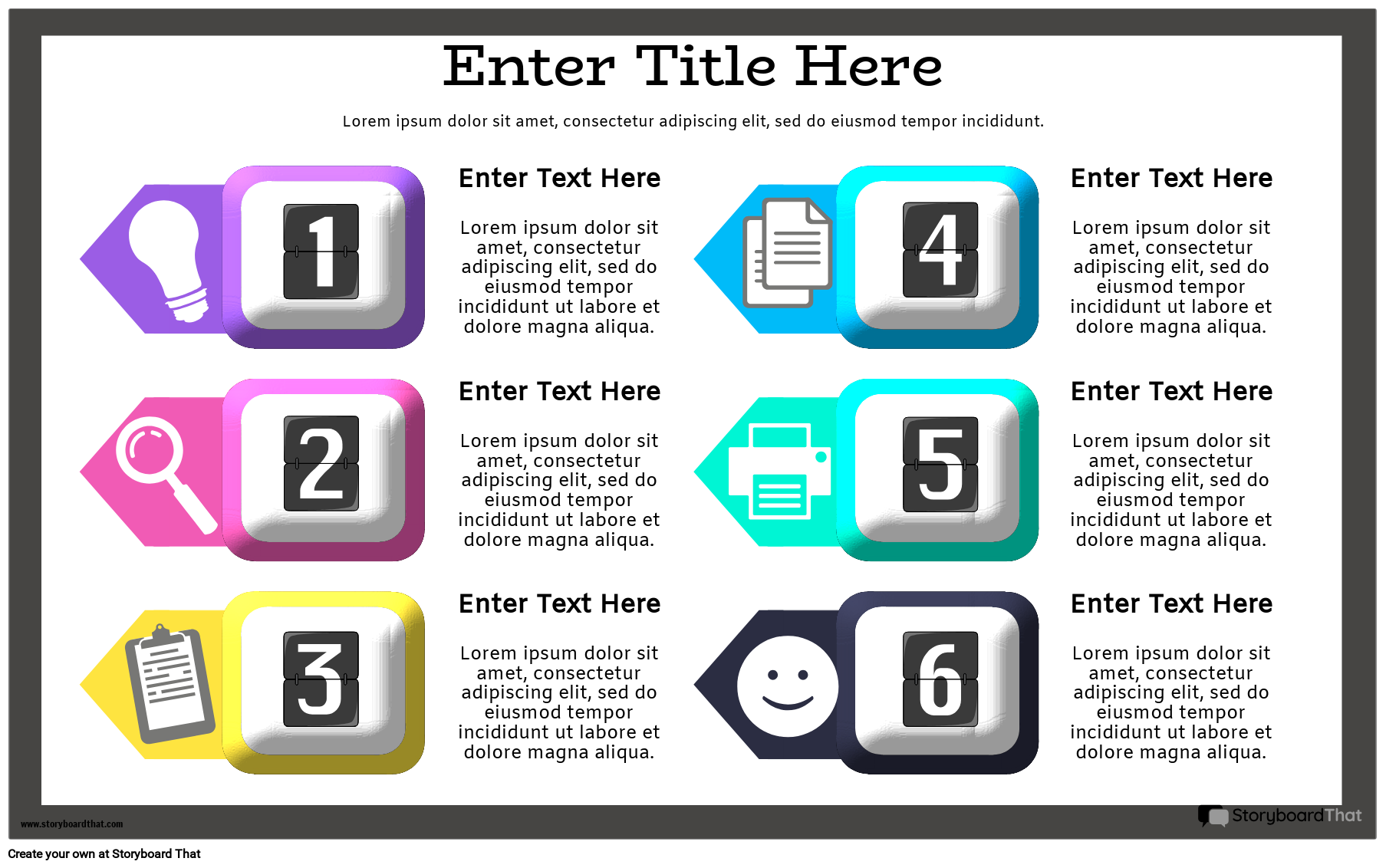 Colorful 6-Step Template Storyboard by poster-templates
