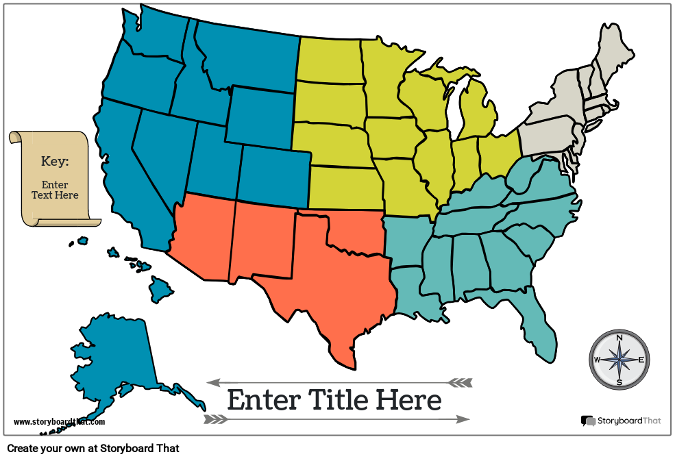 Colorful America Map Poster Template Featuring U.S. States