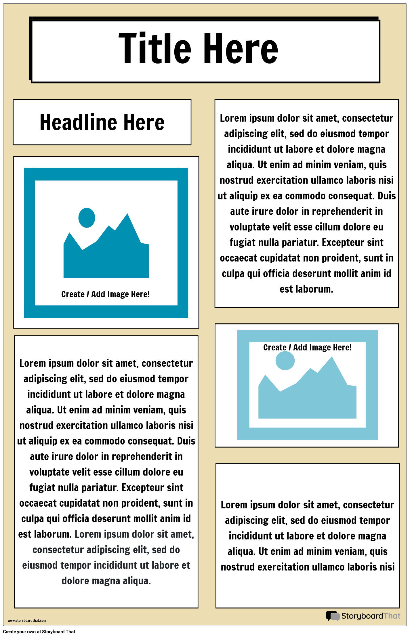 Free Newspaper Template for Students Storyboard