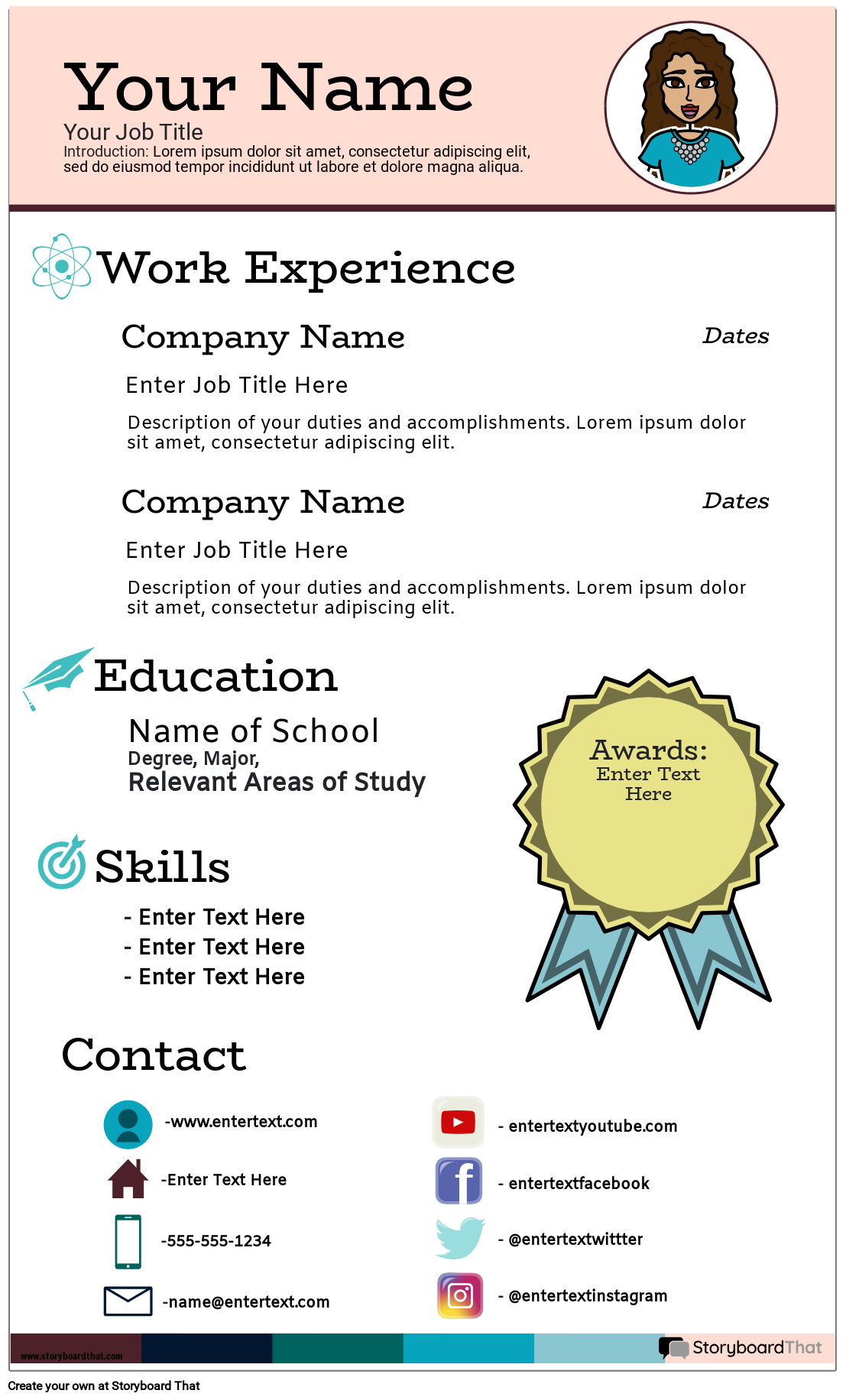 Resume Infographic Template with a Pink Theme