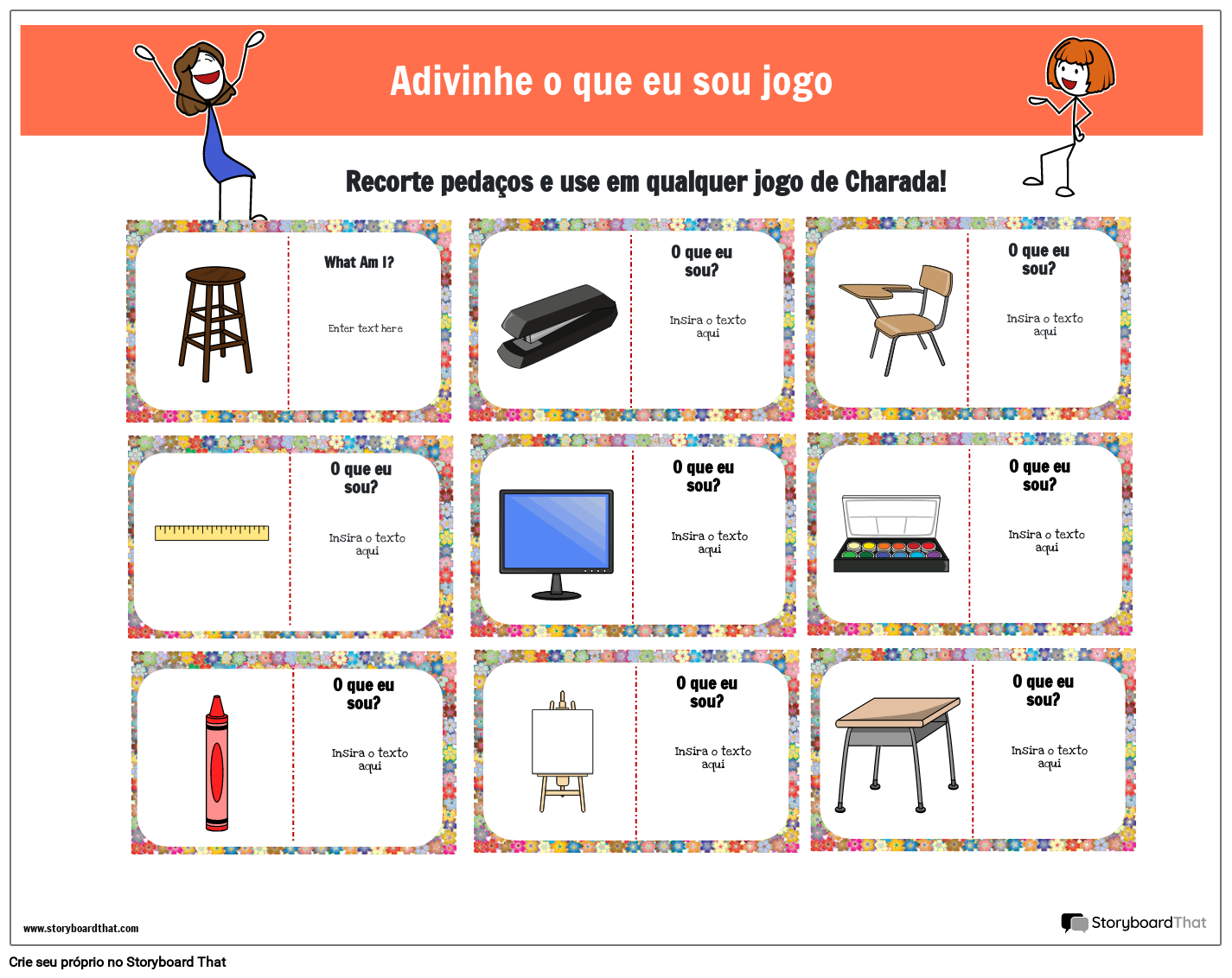 Adivinhe O Que Sou Fichas De Jogo Storyboard Por Ptexamples Descubra