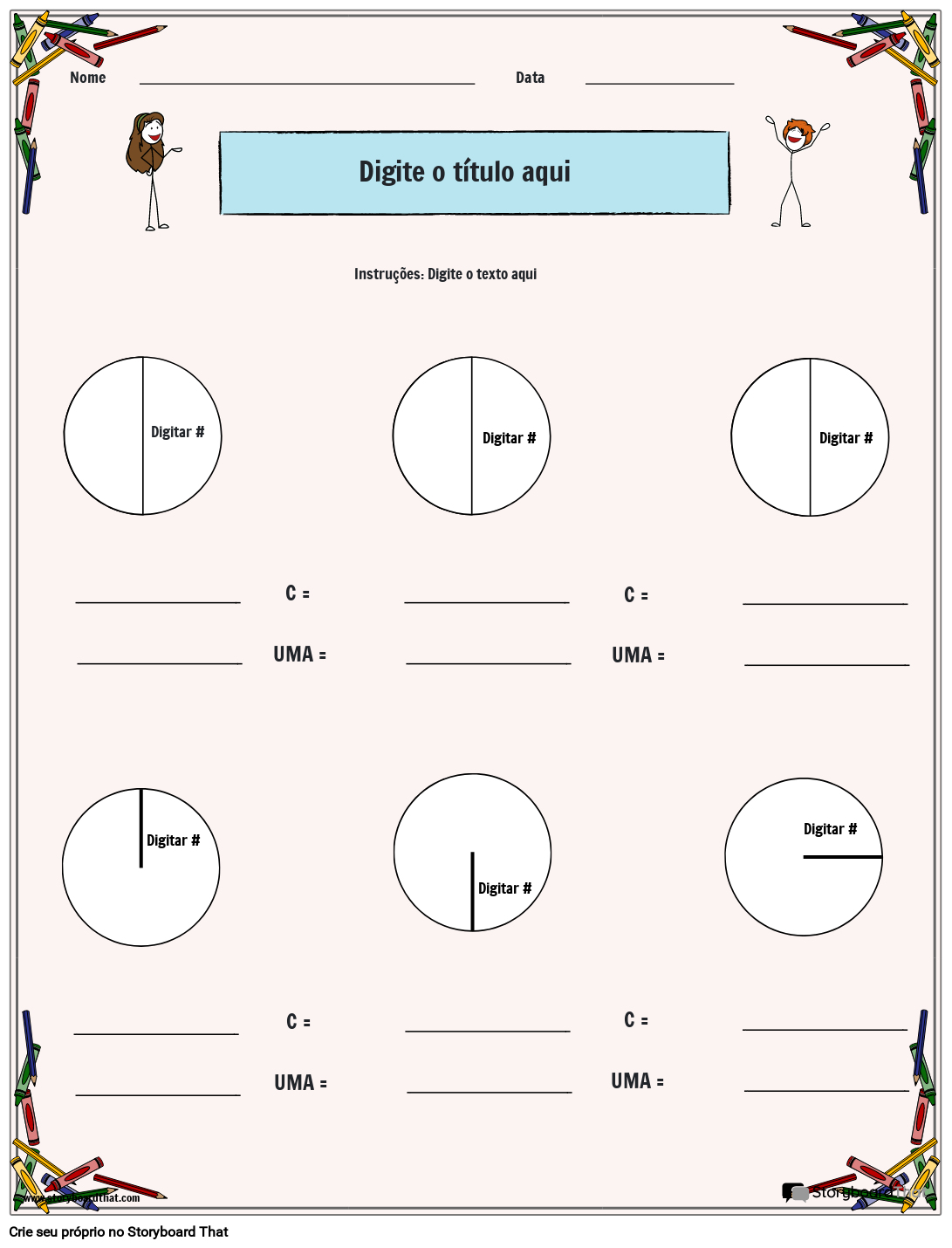 Área e circunferência de um círculo colorido Storyboard