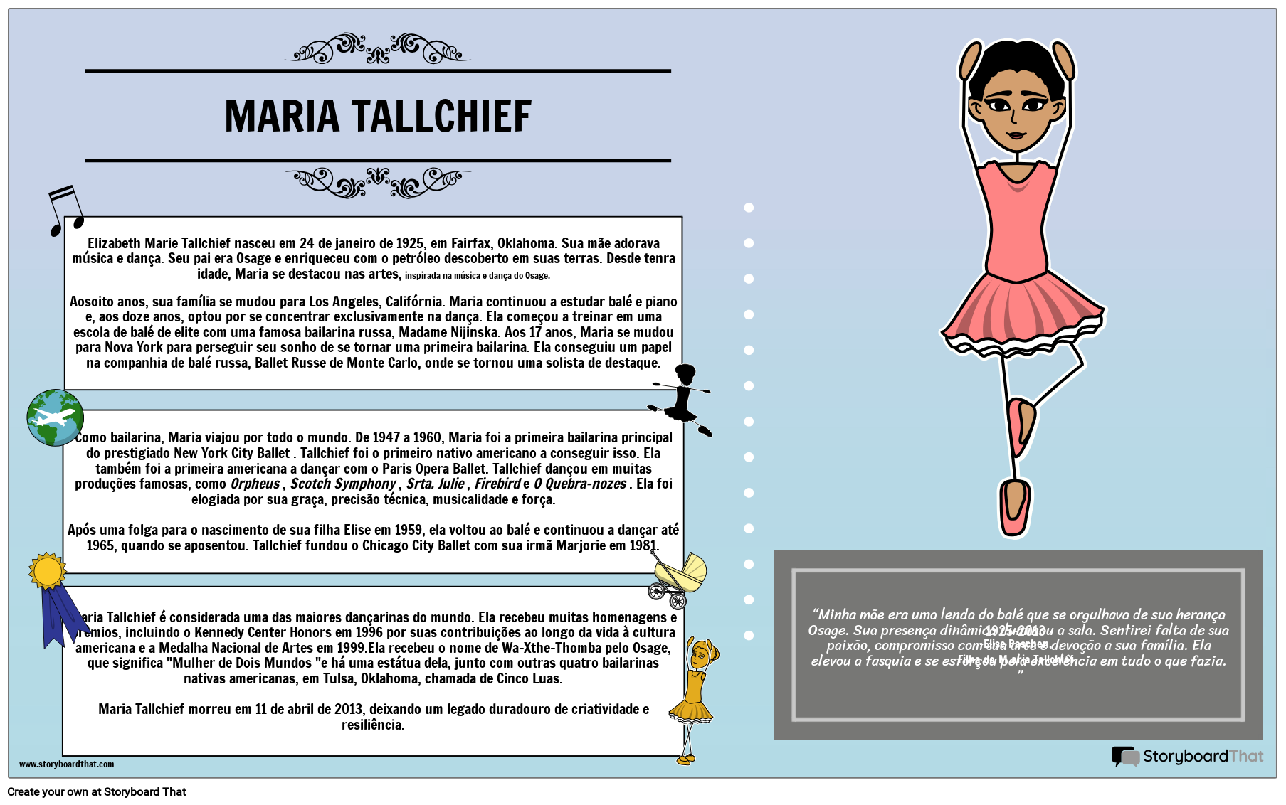 Biografia de Maria Tallchief Storyboard by pt-examples