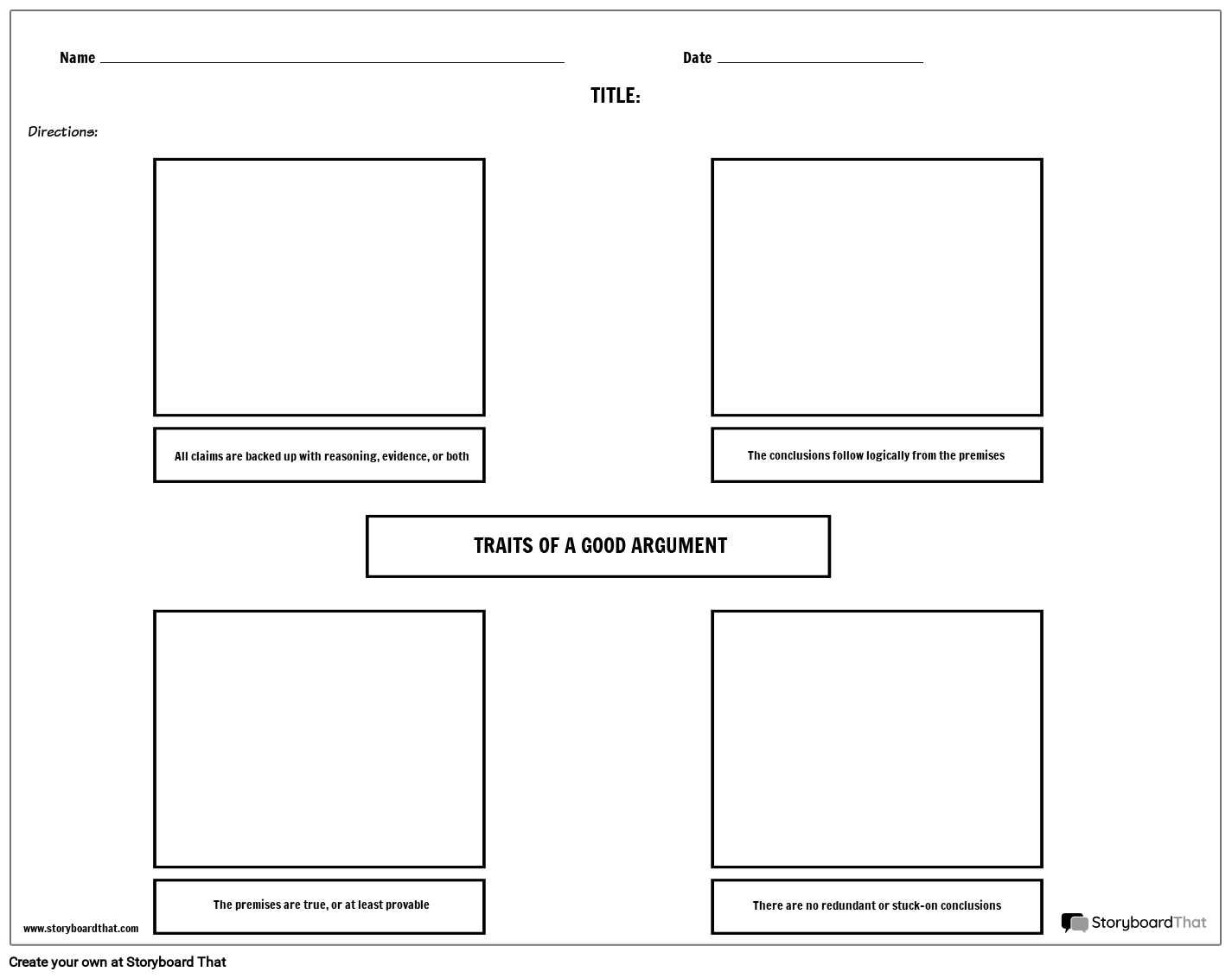 Debate Características de um bom Argumento Storyboard