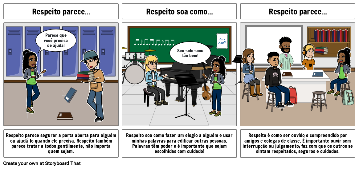 Exemplo de Respeito em Ação Storyboard por pt-examples Exemplo de Respeito em Ação Storyboard por pt-examples