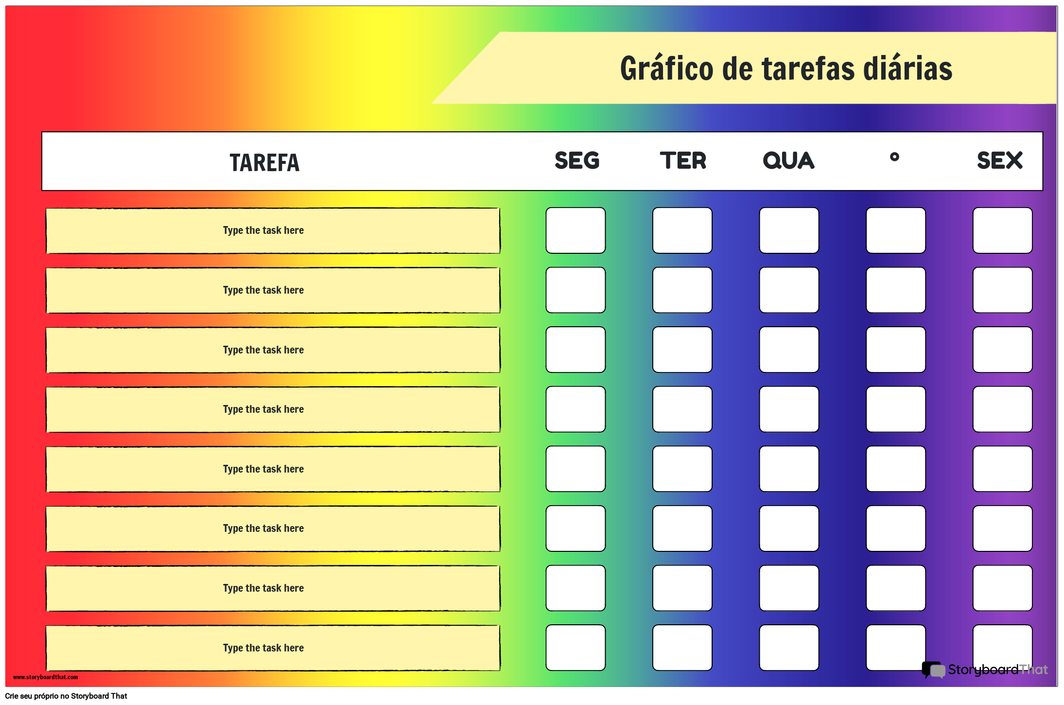 Gráfico de Tarefas Diárias Storyboard por pt-examples