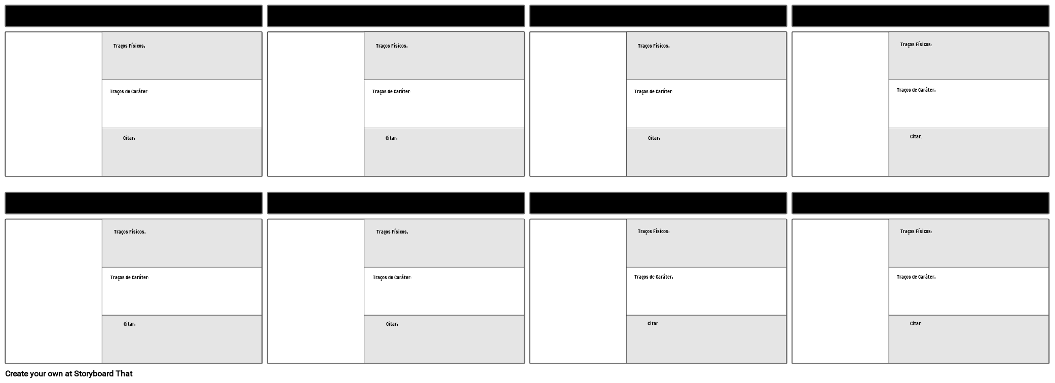 Mapa De Caracteres 16x9 3 Linhas De Campo Storyboard