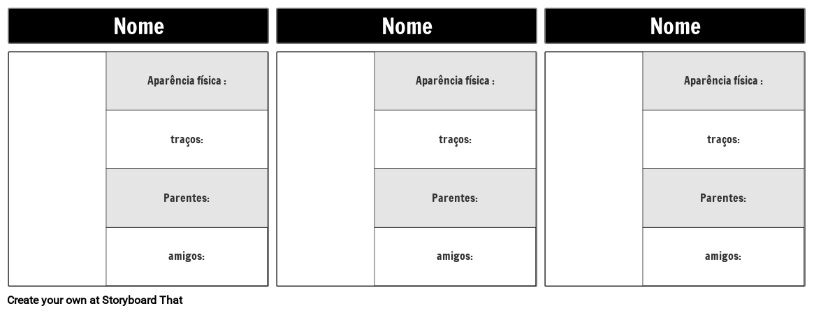 Mapa de Caracteres 4 Campos Preenchidos Storyboard