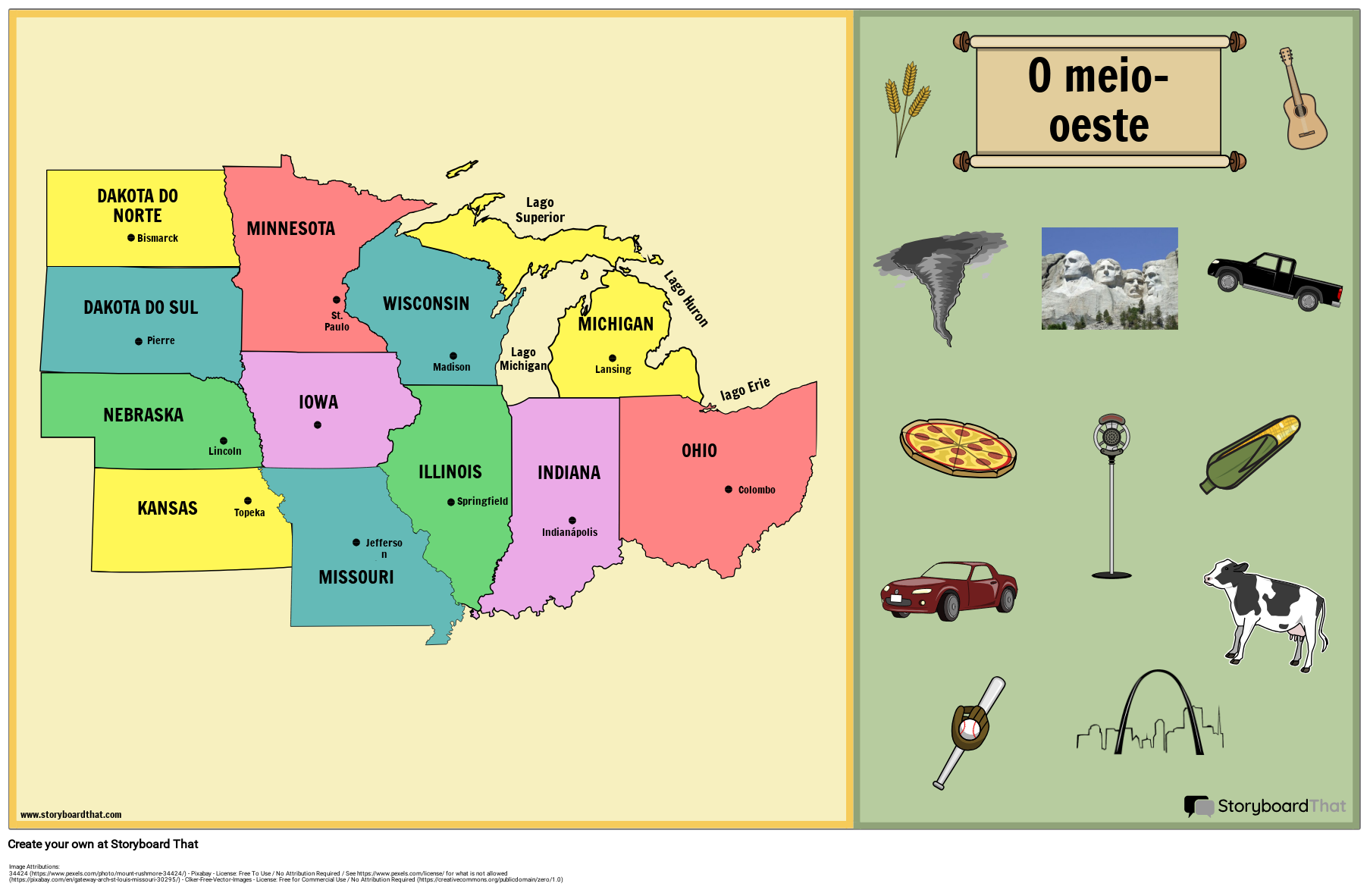 Mapa do Meio-Oeste Storyboard by pt-examples