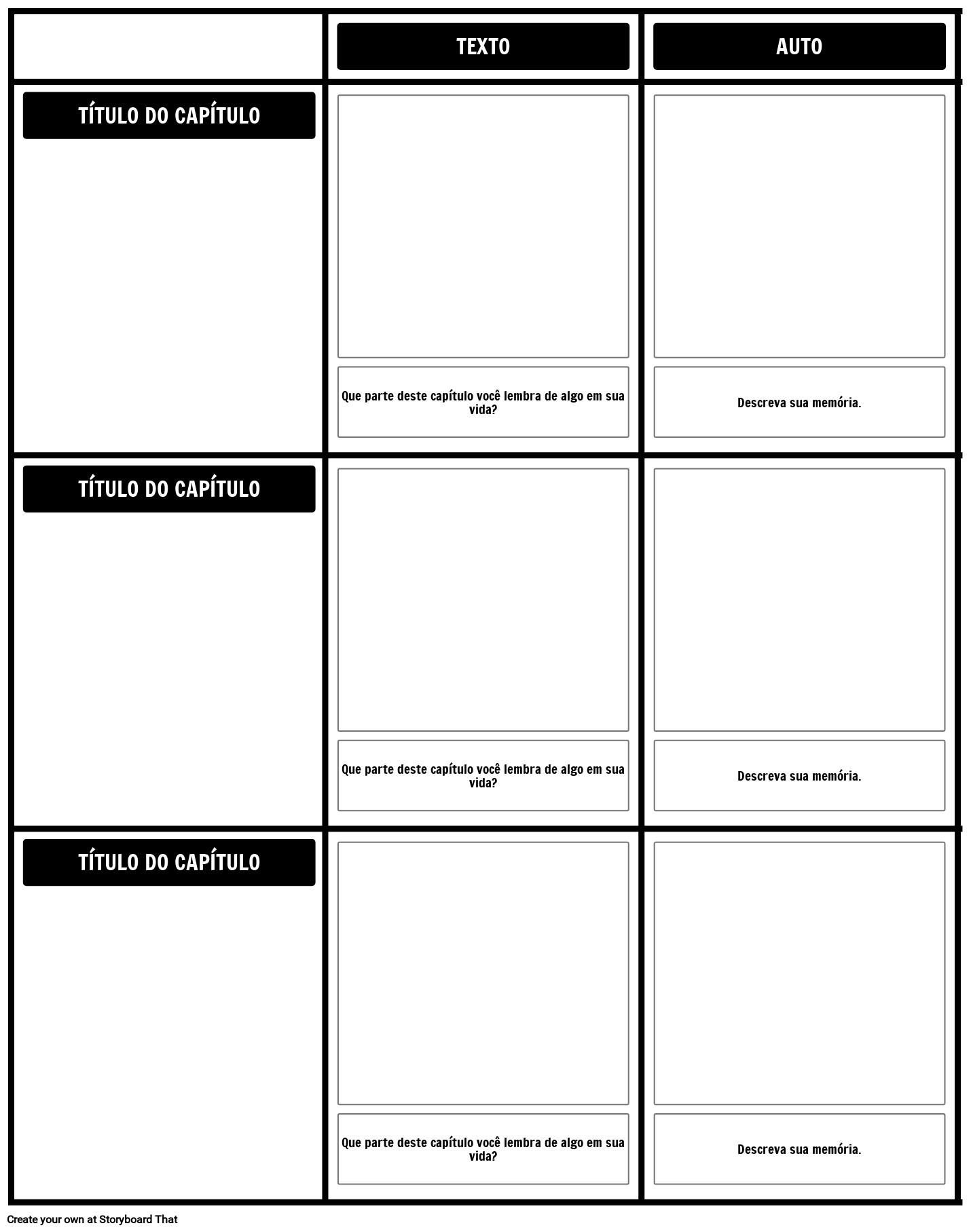 Modelo de Text to Self Grid Storyboard by pt-examples