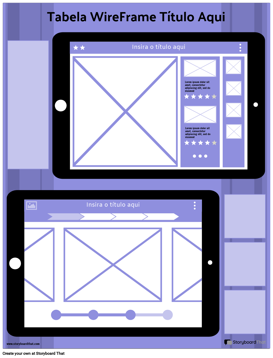 Modelo de WireFrame de Tablet Corporativo 4 Storyboard
