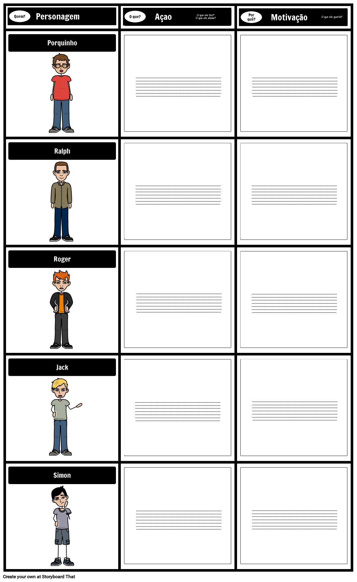 PERSONAGEM A ES MOTIVA O Storyboard Von Pt examples personagem-a-es-motiva-o-storyboard-von-pt-examples