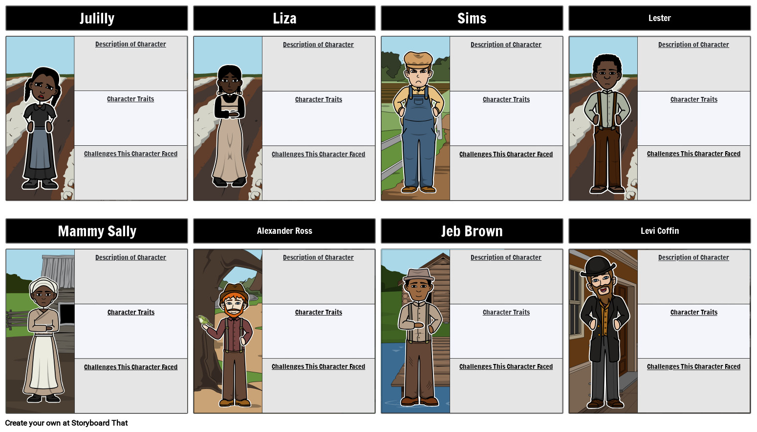 Personagens do Underground Para o Canadá Storyboard