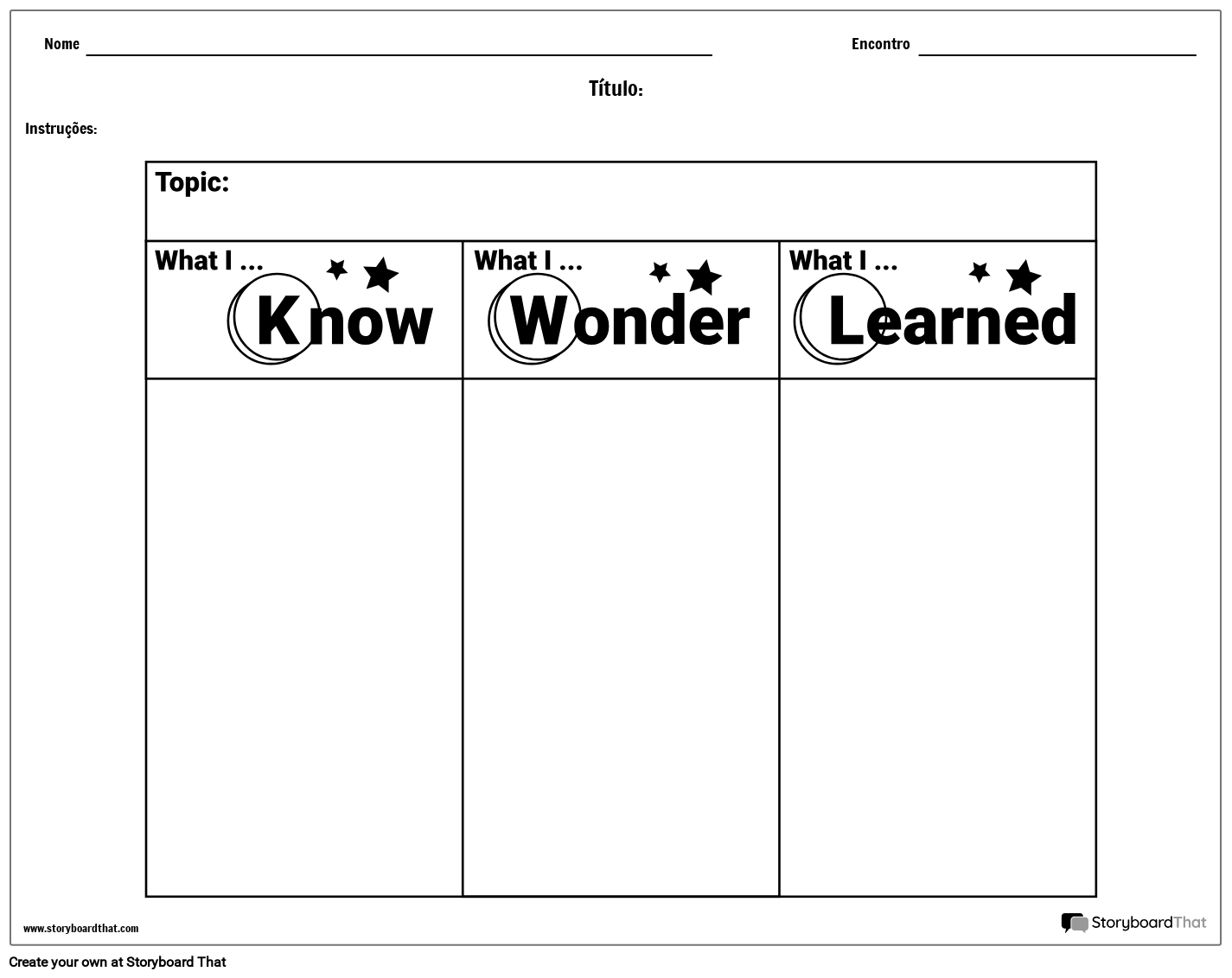 Planilha - KWL Storyboard par pt-examples