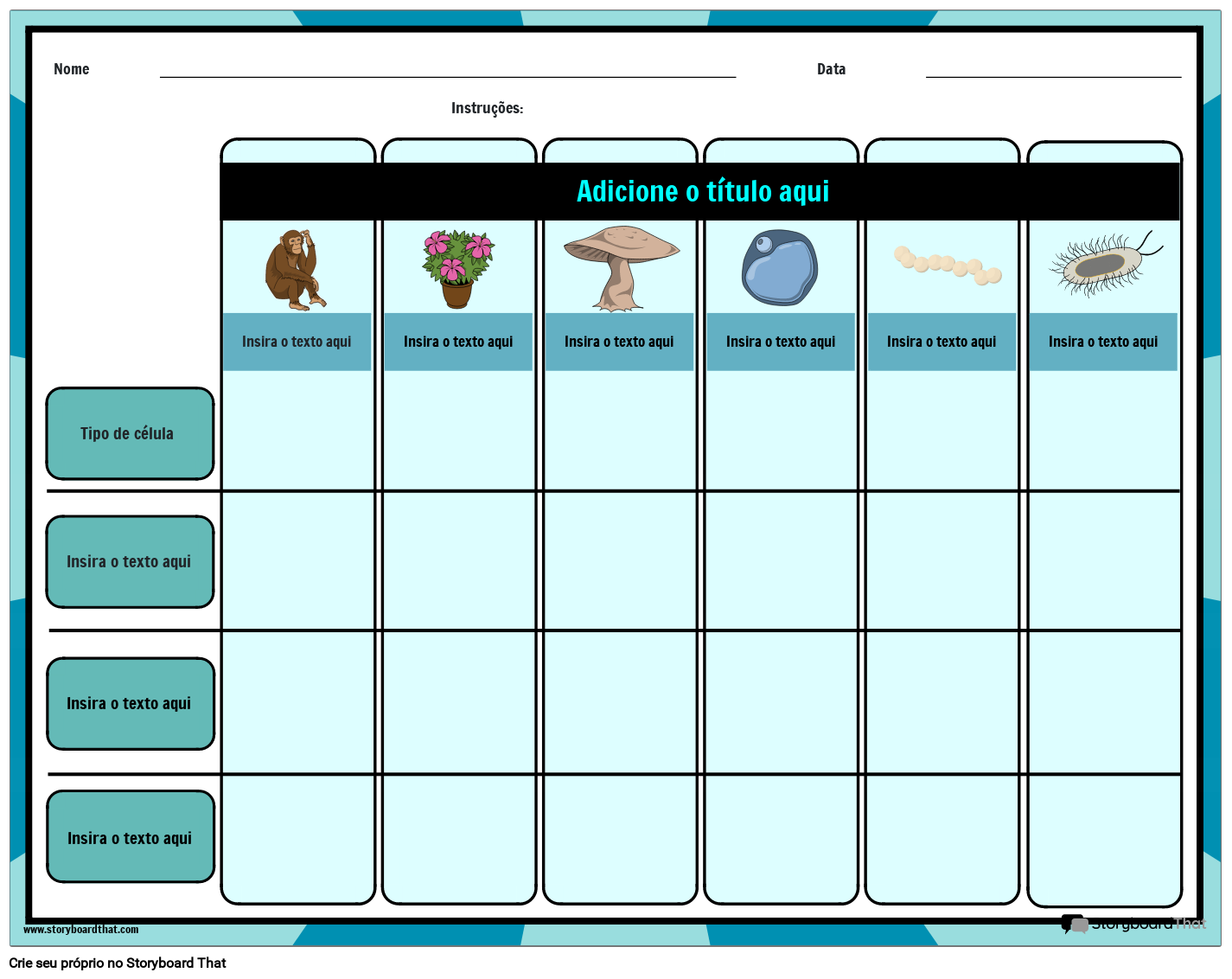 Planilha de Características dos Seis Reinos Storyboard
