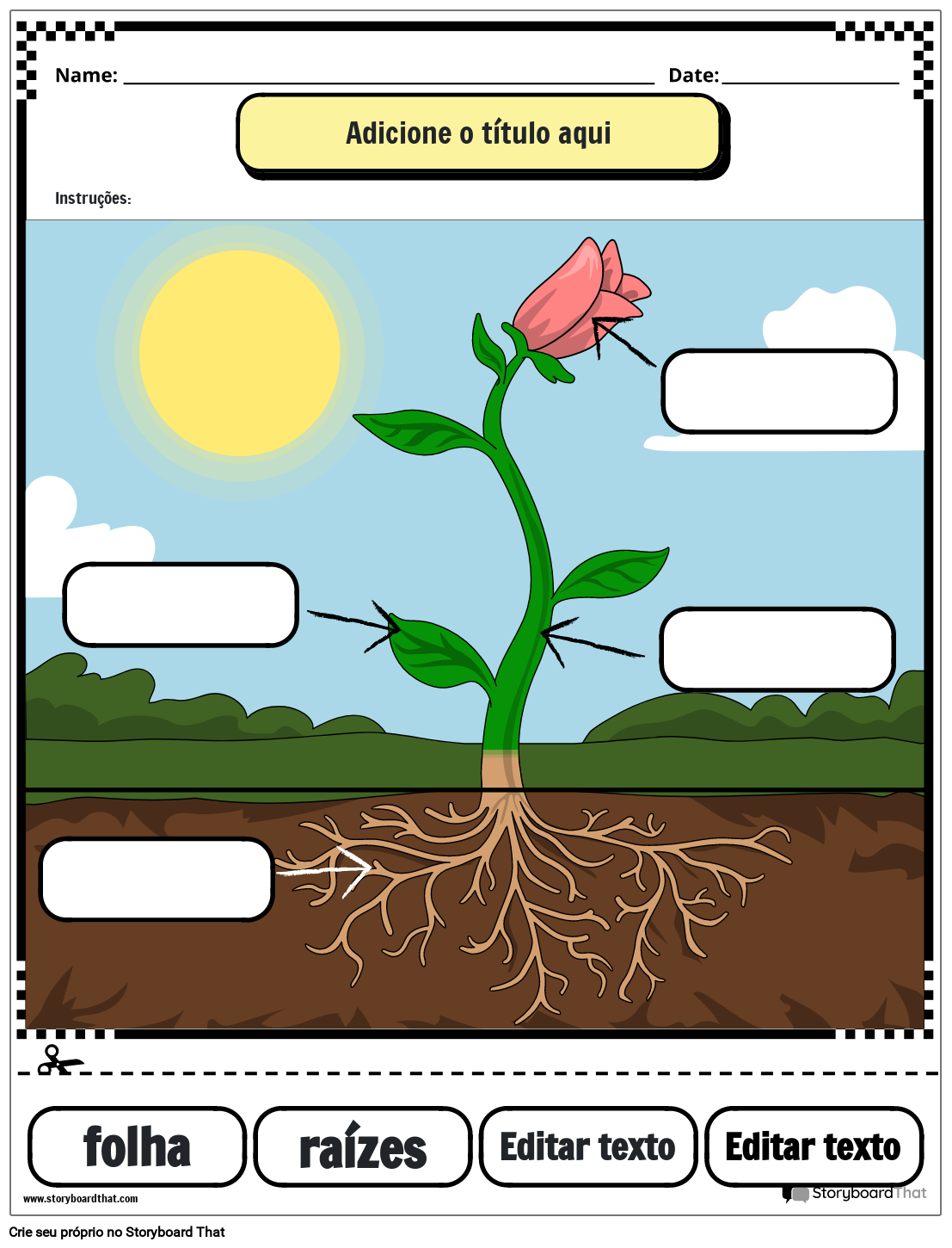 Planilha de Corte e Colagem de Partes de uma Planta (Básica)