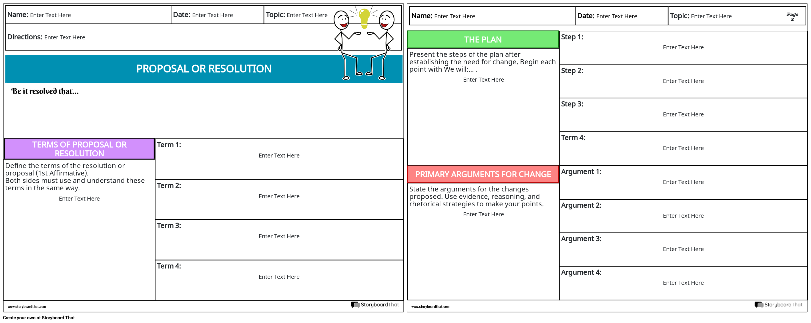 Planilha de Debate Color Landscape 4 Storyboard
