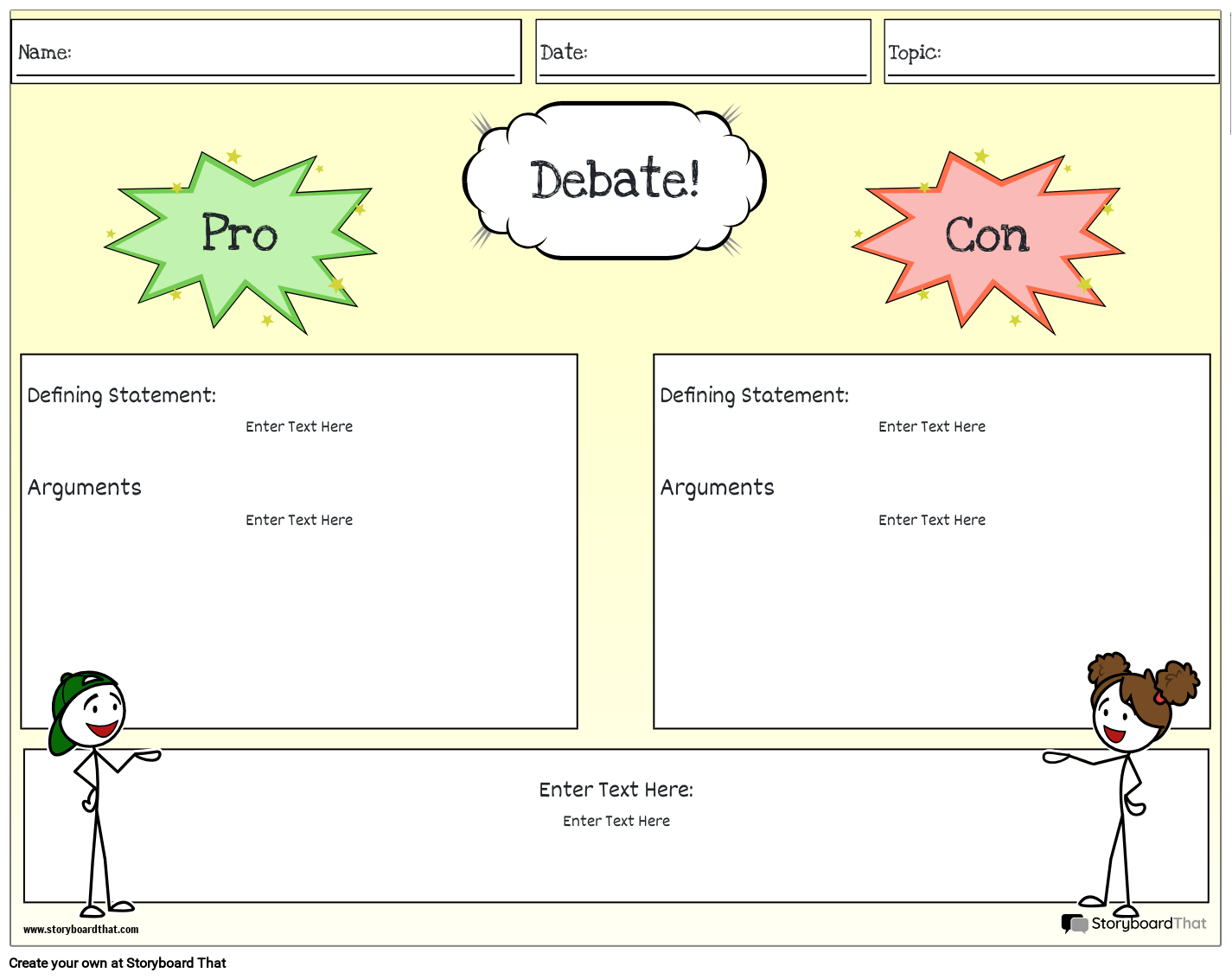 Planilha de Debate Color Landscape 5 Storyboard